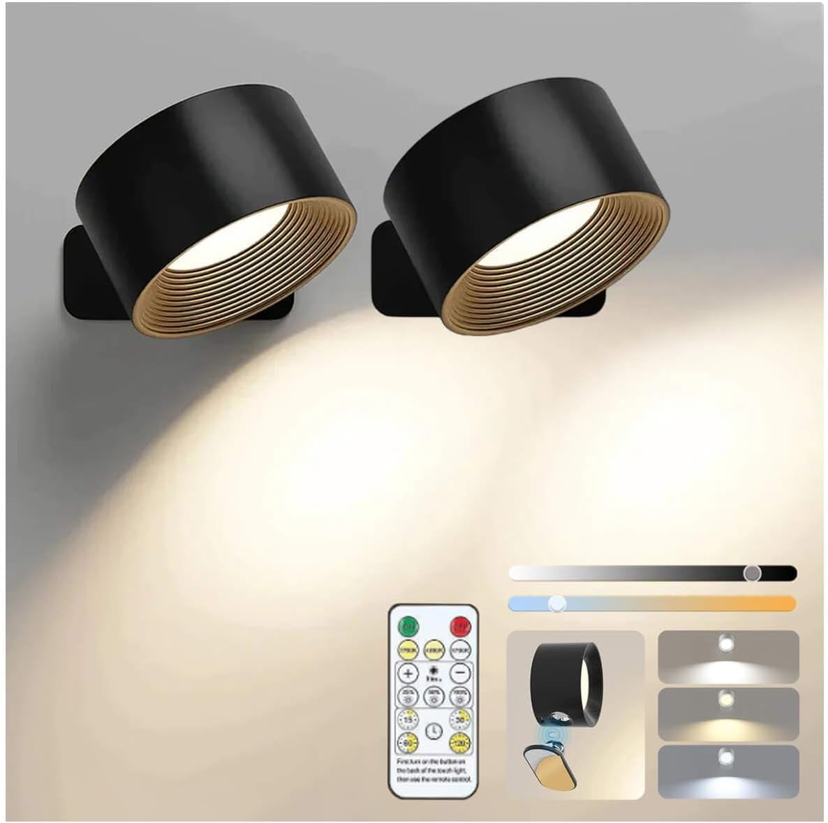 Sweden Style Wall Lights - Cordless Rechargeable Wall Lamps with Remote ...