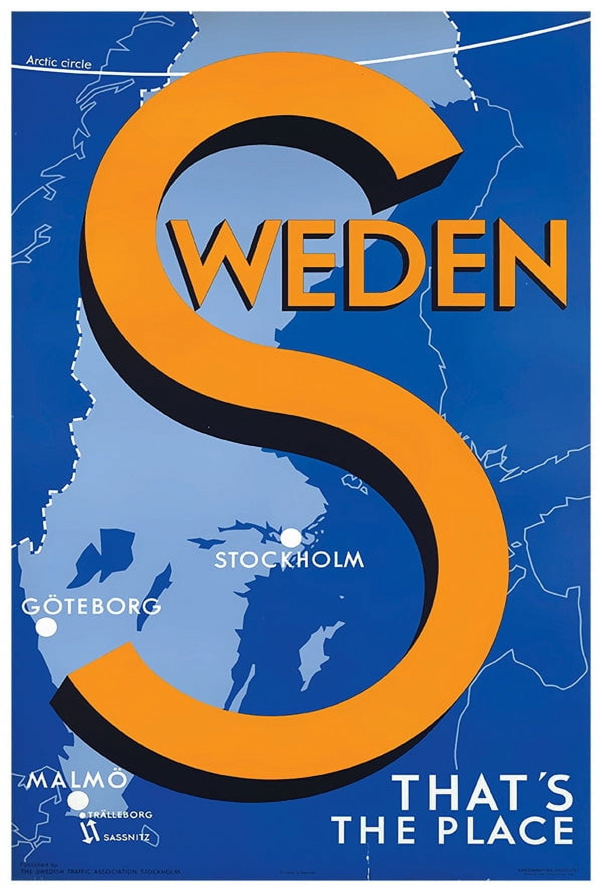 Sweden - Thats the Place - Vintage Travel Poster (12x18Inches ...