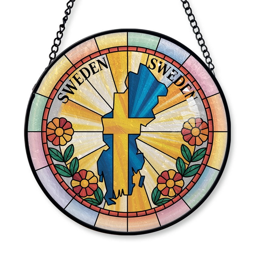Sweden Travel Decor Suncatcher Stained Glass Window Hanging, Gift for ...