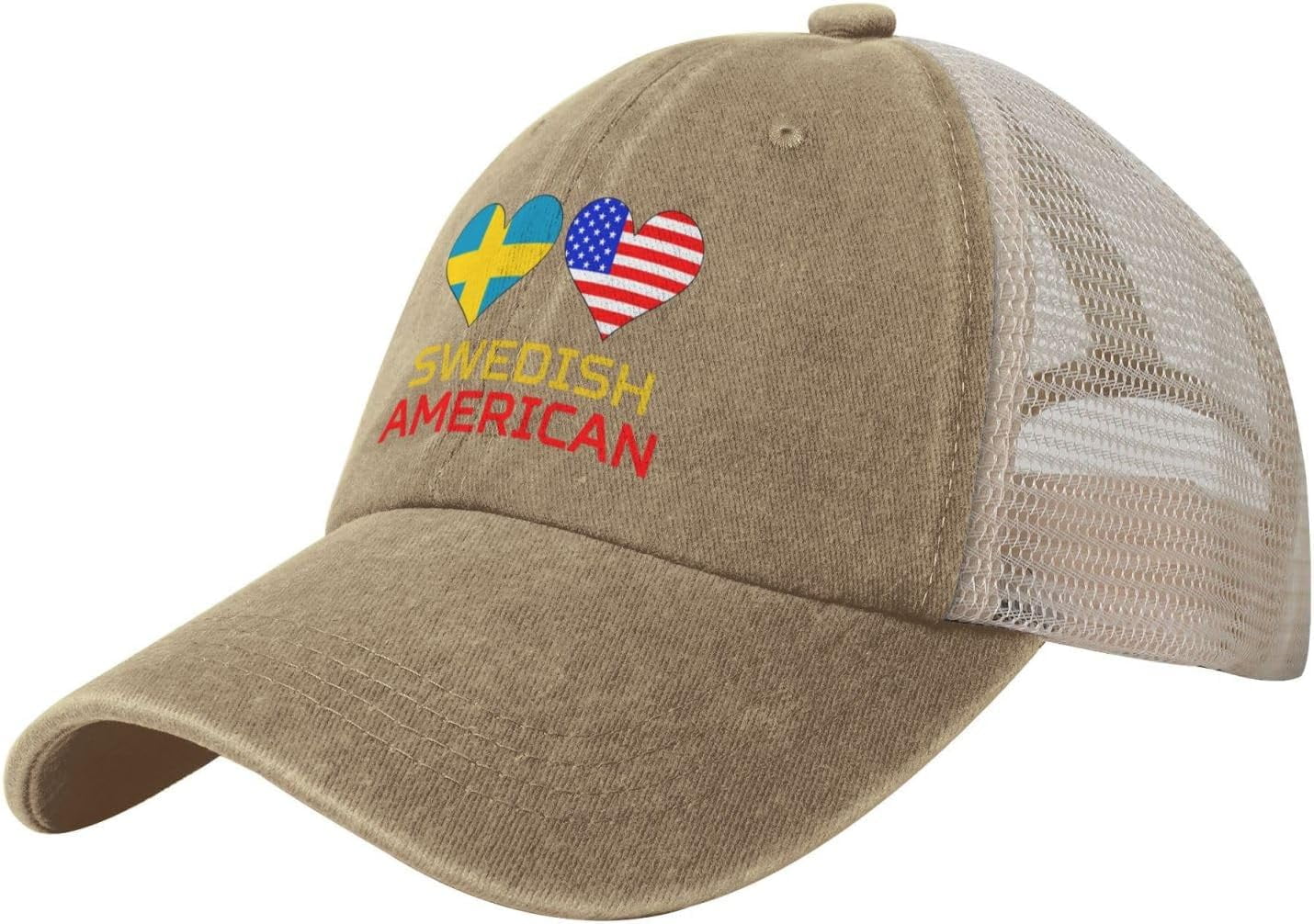 Swedish American Hearts Outdoor Washed Denim Mesh Hat Denim Baseball ...