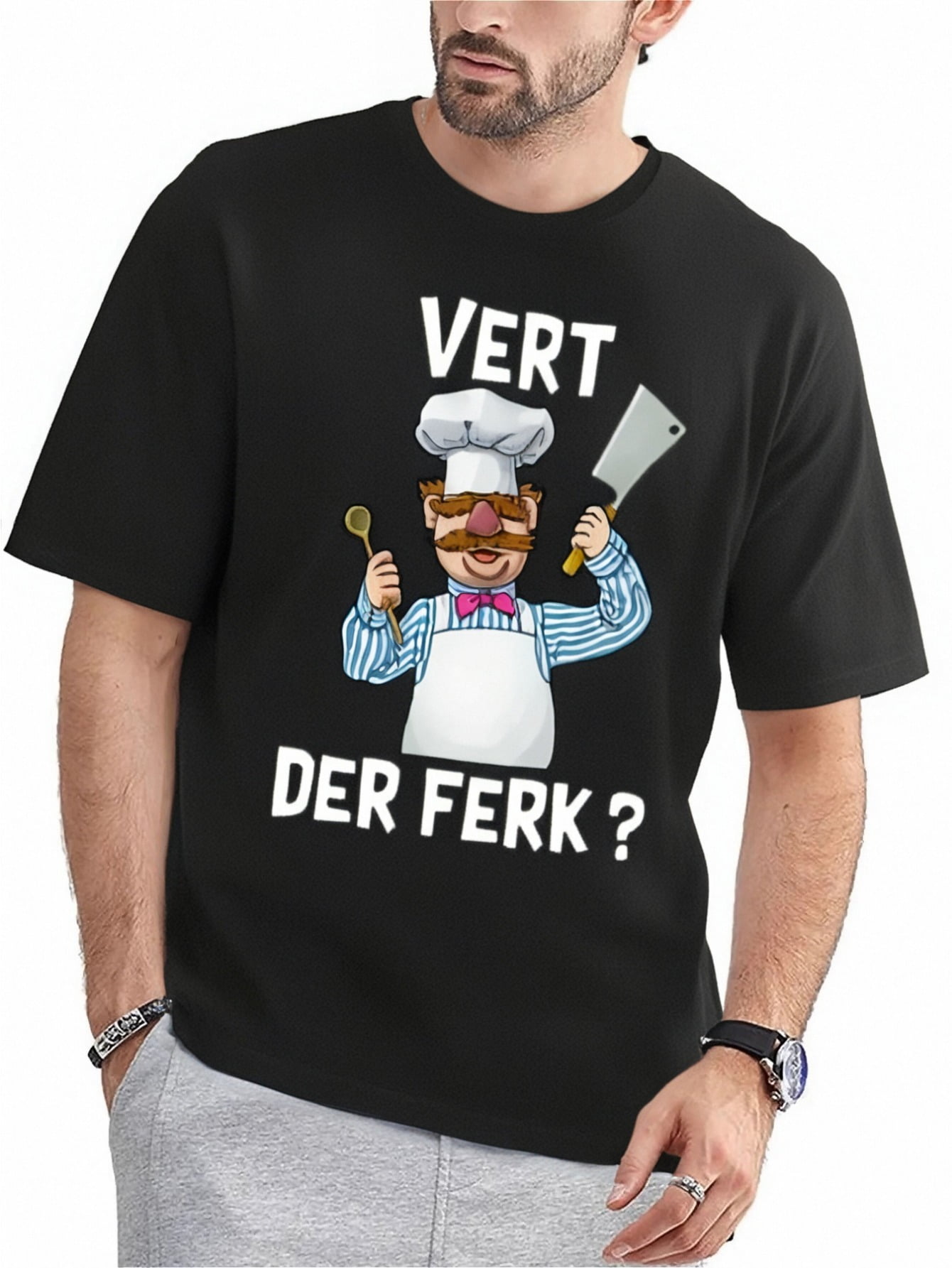 Swedish Chef Vert Der Ferk Men's T-Shirt - Black Cotton Fun GiftFather ...
