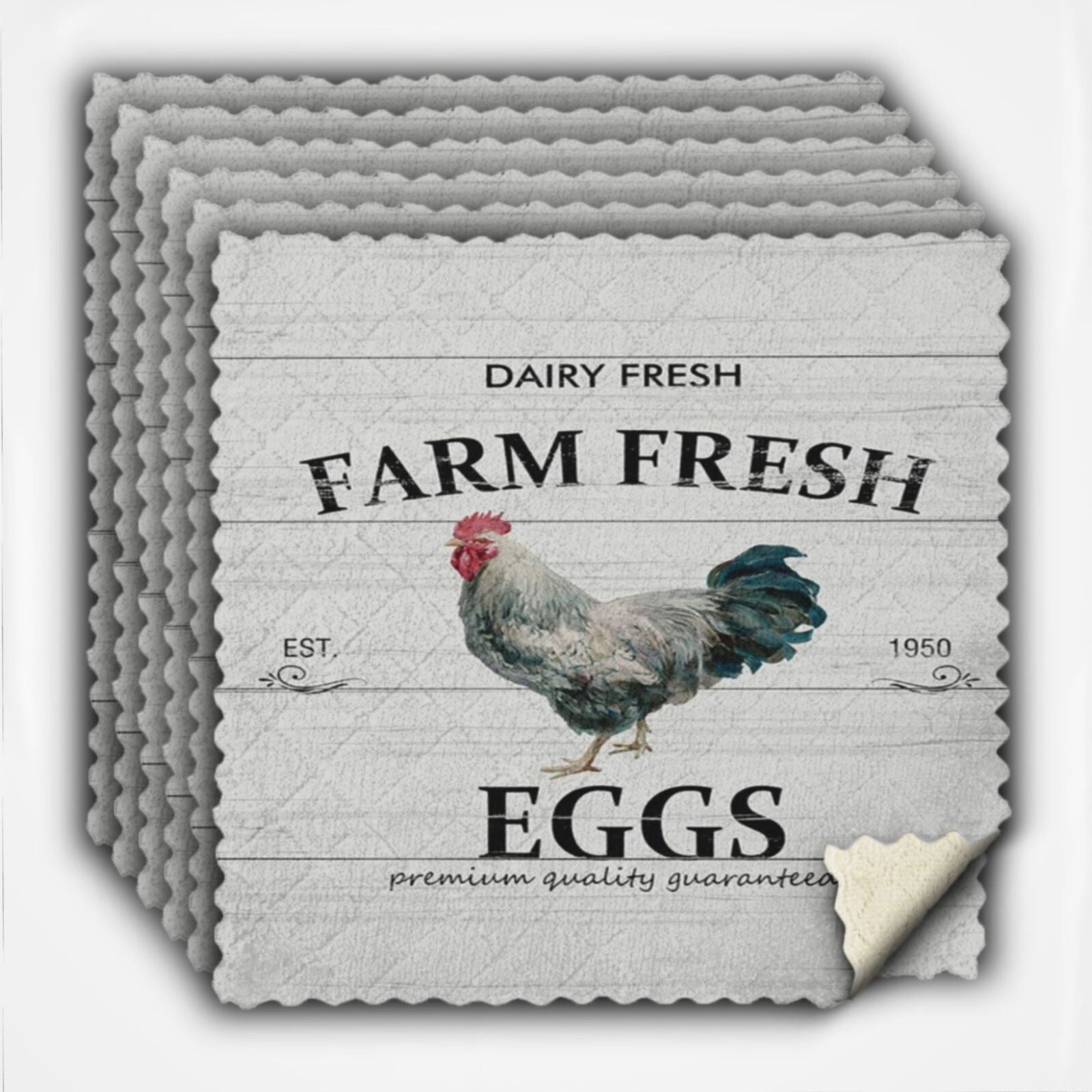 Swedish Dish Cloths, Farm Animal Rooster Rustic Wood Grain Kitchen Dish ...