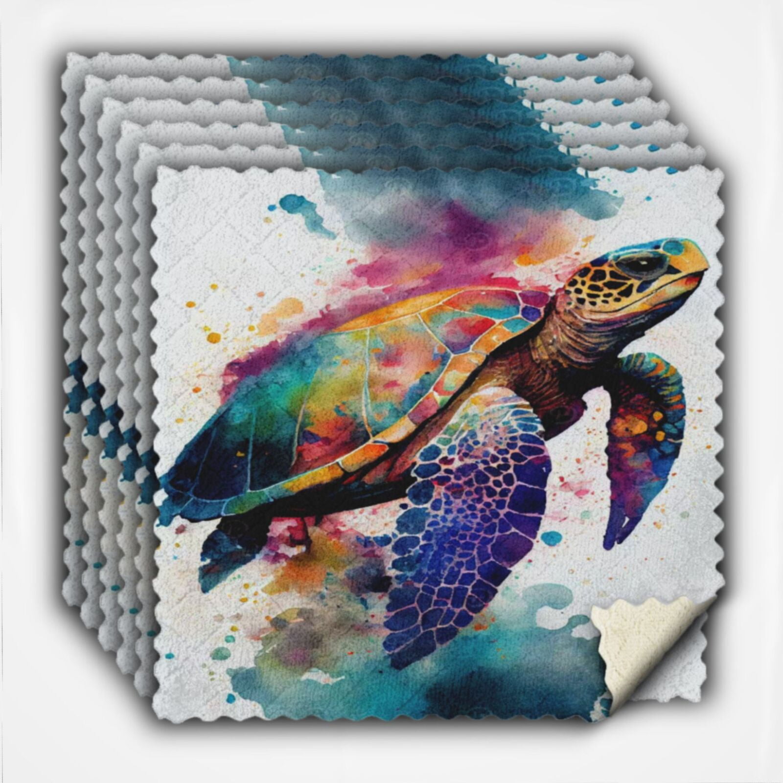 Swedish Dish Cloths, Watercolor Sea Turtles Design Kitchen Dish Towels ...