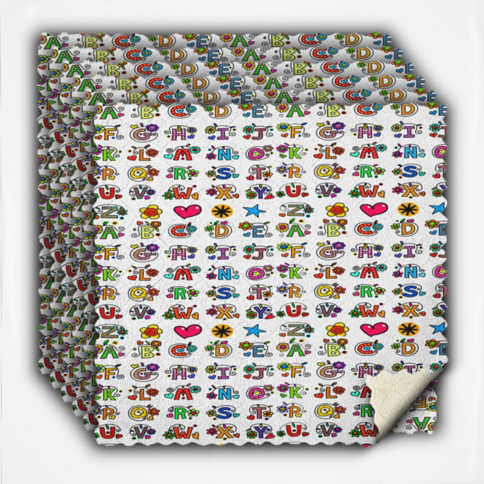 Swedish Dish Cloths, Whole Alphabet Abc Monogram Hand Drawn Colorful ...