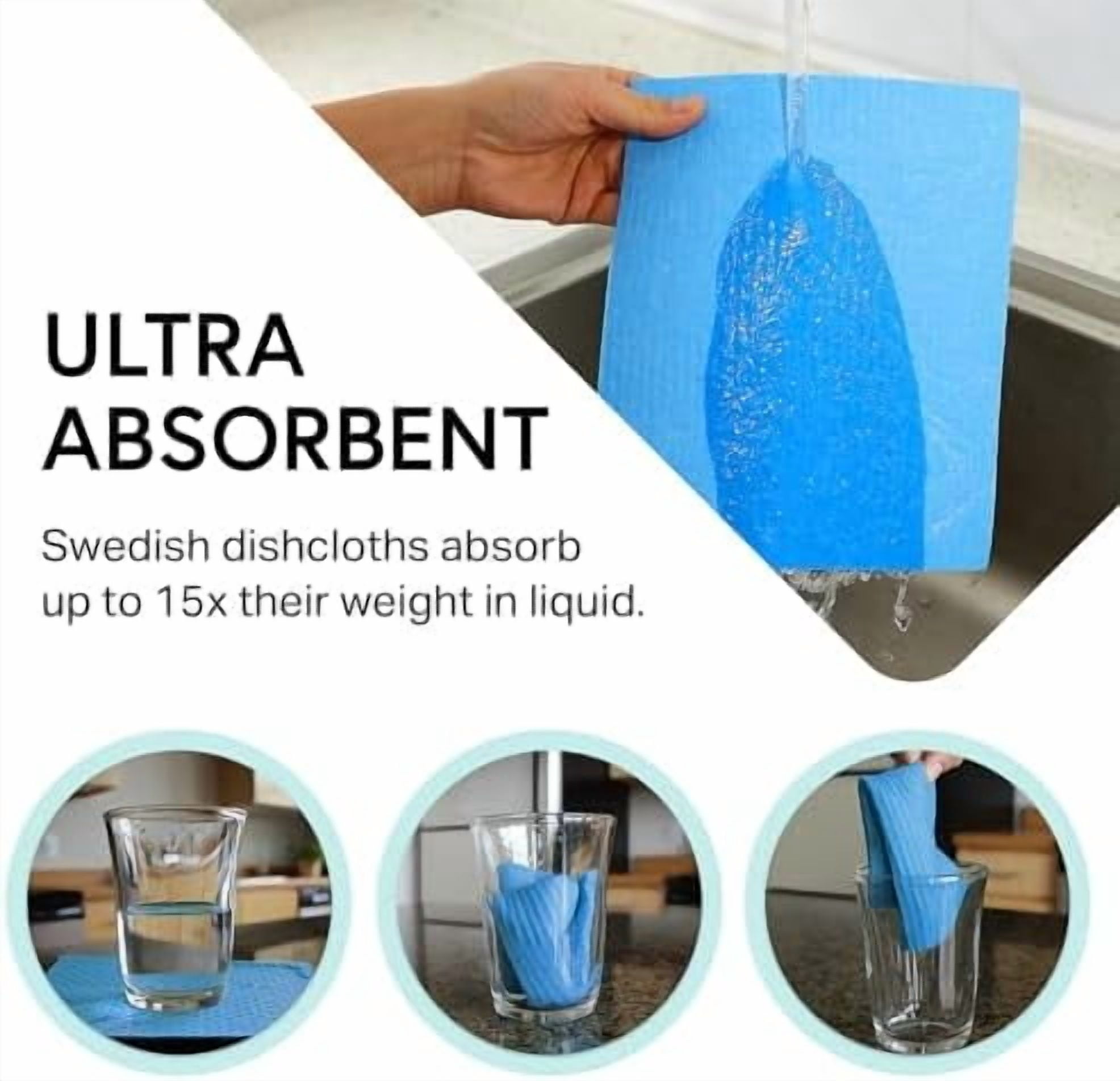 Swedish DishCloths for Kitchen- 10 Pack Reusable Paper Towels Washable ...