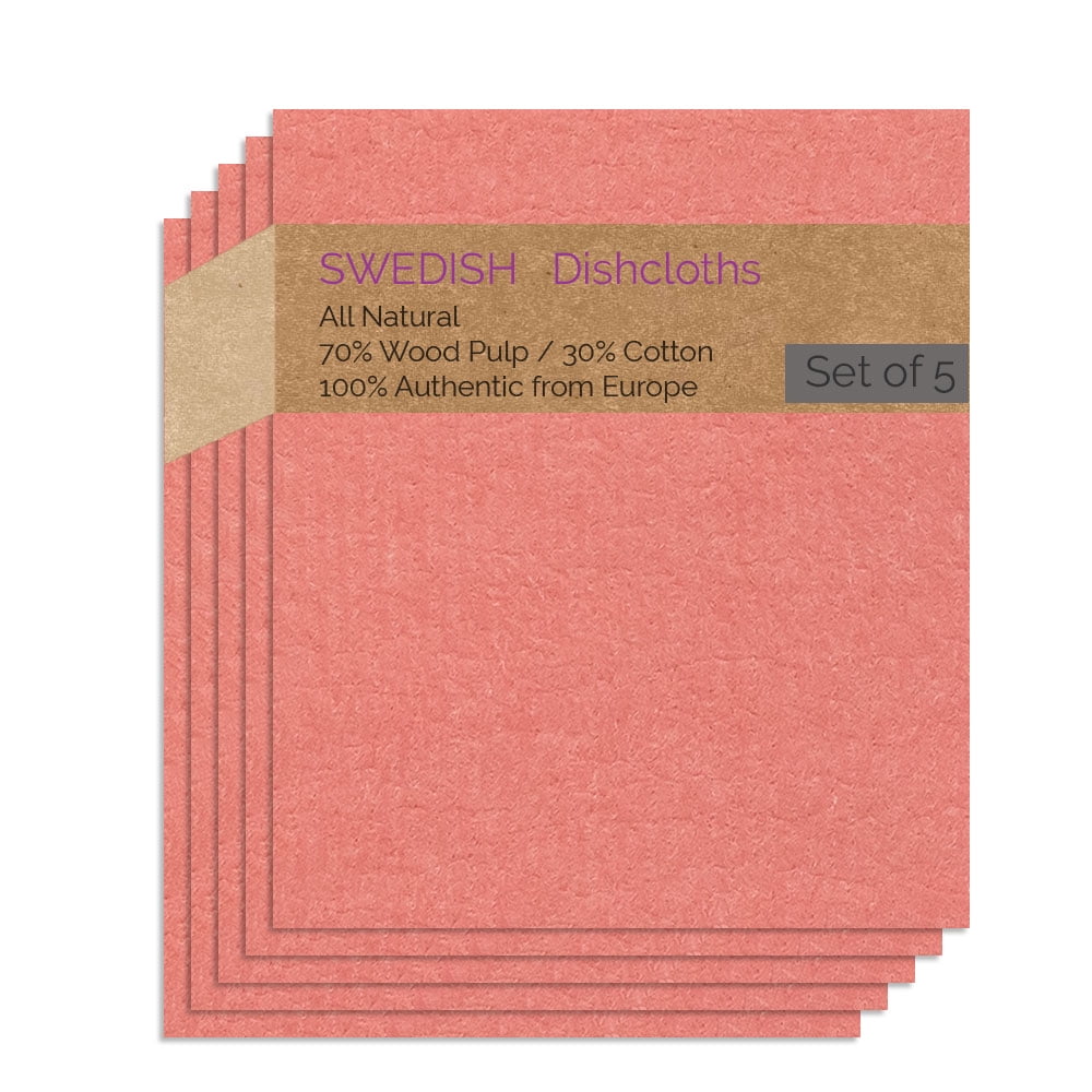 Swedish Dishcloth 5 PK (Salmon Color) Paper Towel Alternative - Walmart.com