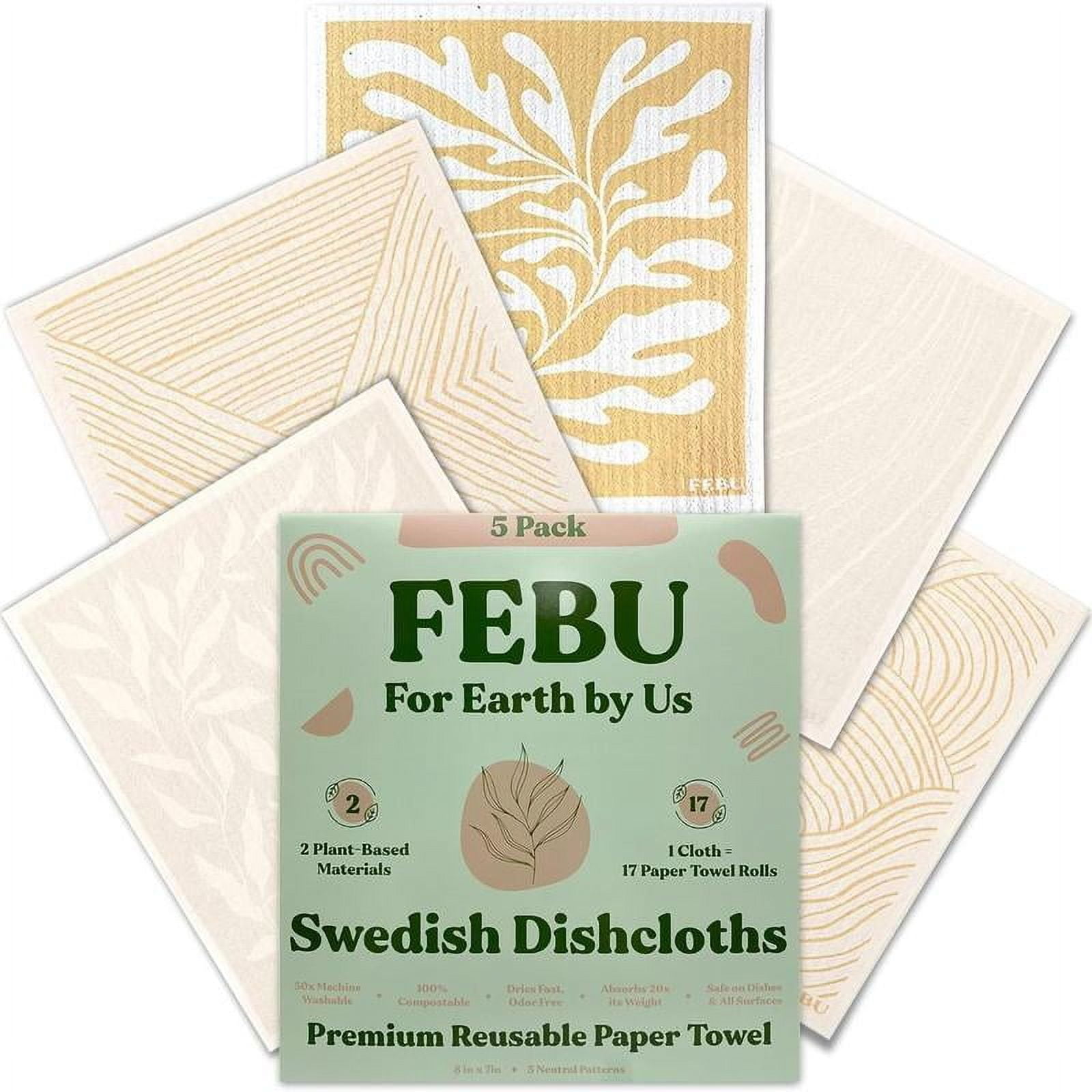 Swedish Dishcloths for Kitchen & Cleaning | 5 Pack Washable, Reusable ...