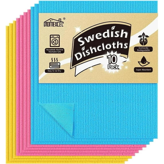 Swedish Dishcloths for Kitchen 10 Pack, Sponge Dish Cloth for Counters ...