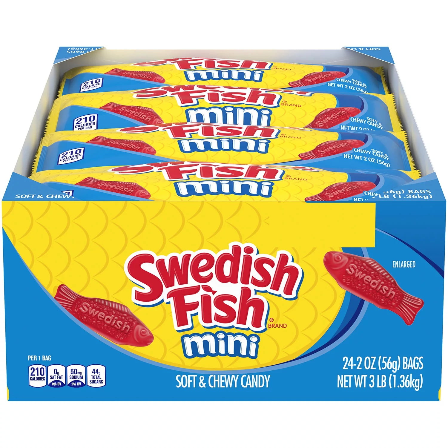 Swedish Fish 24-Pack Mini Soft and Chewy Fruit-Flavored Candy, 2 oz ...