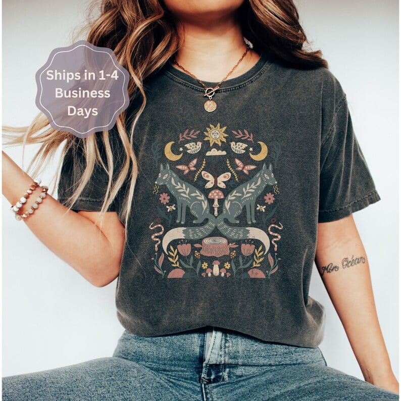 Swedish Folk Art Fox Shirt Danish Pastel Forestcore Cottagecore Clothes ...