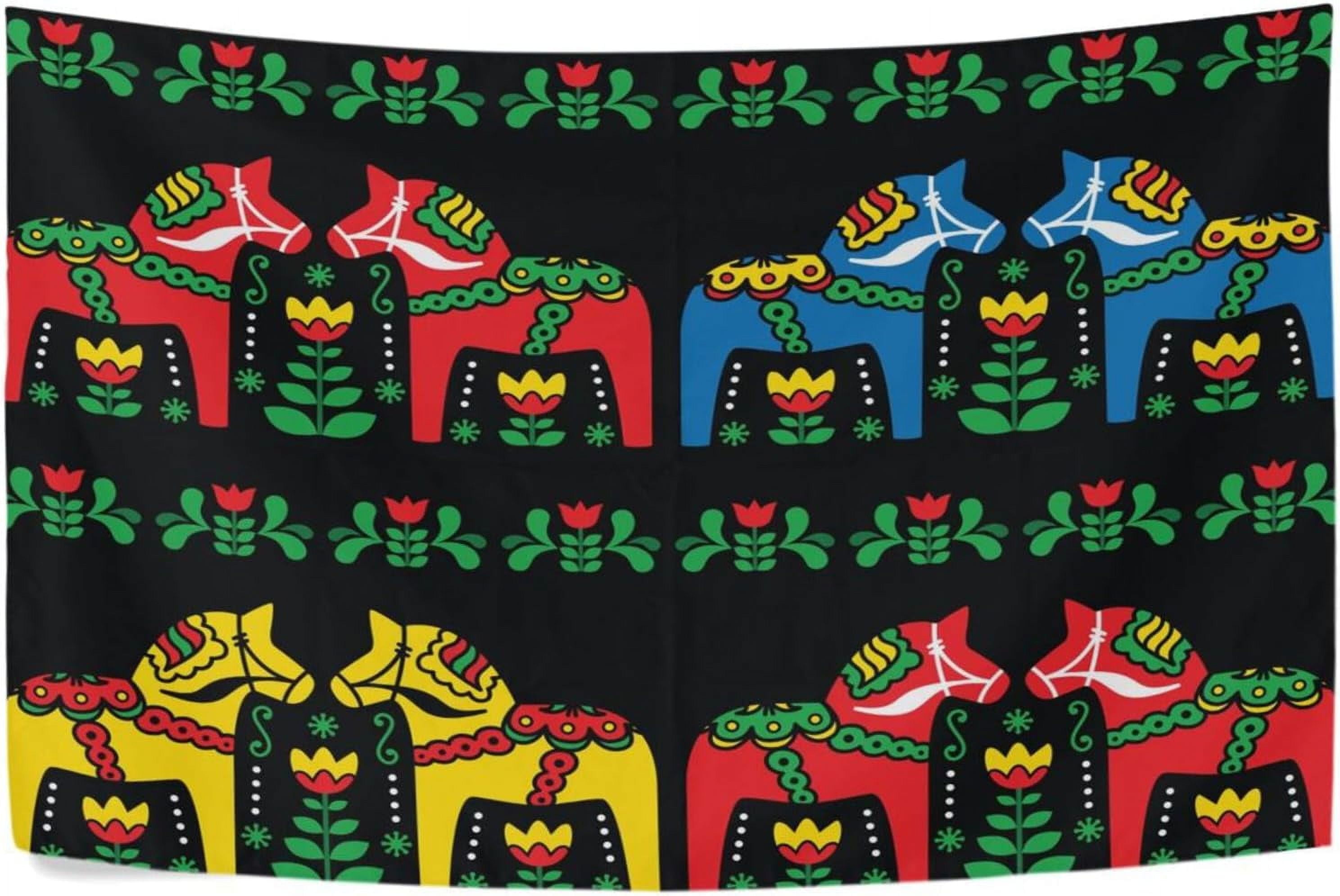 Swedish Horse Tapestry Wall Hanging Tapestries Happy Colorful Hippie ...