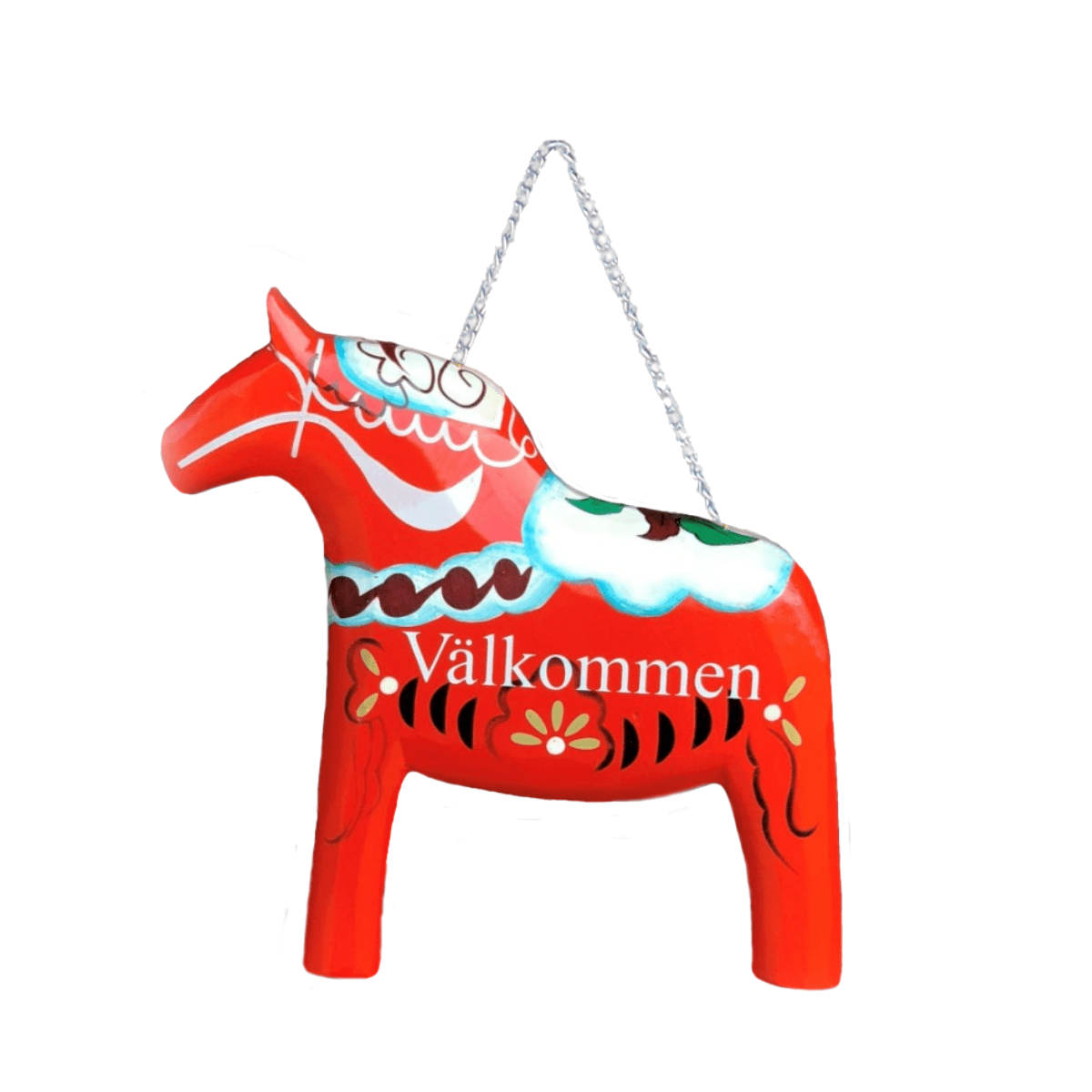 Swedish Themed Wood 8" Orange-Red Dala Horse House Welcome Valkommen ...
