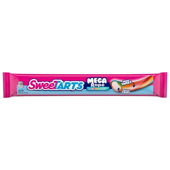 SweeTARTS Mega Filled Ropes Candy, Twisted Rainbow Punch, Sweet and ...