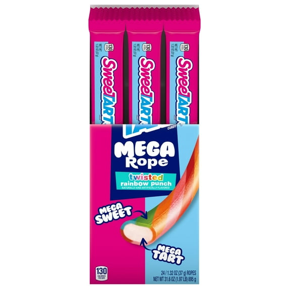 SweeTARTS Mega Filled Ropes Candy, MDA05 Twisted Rainbow Punch, Sweet ...