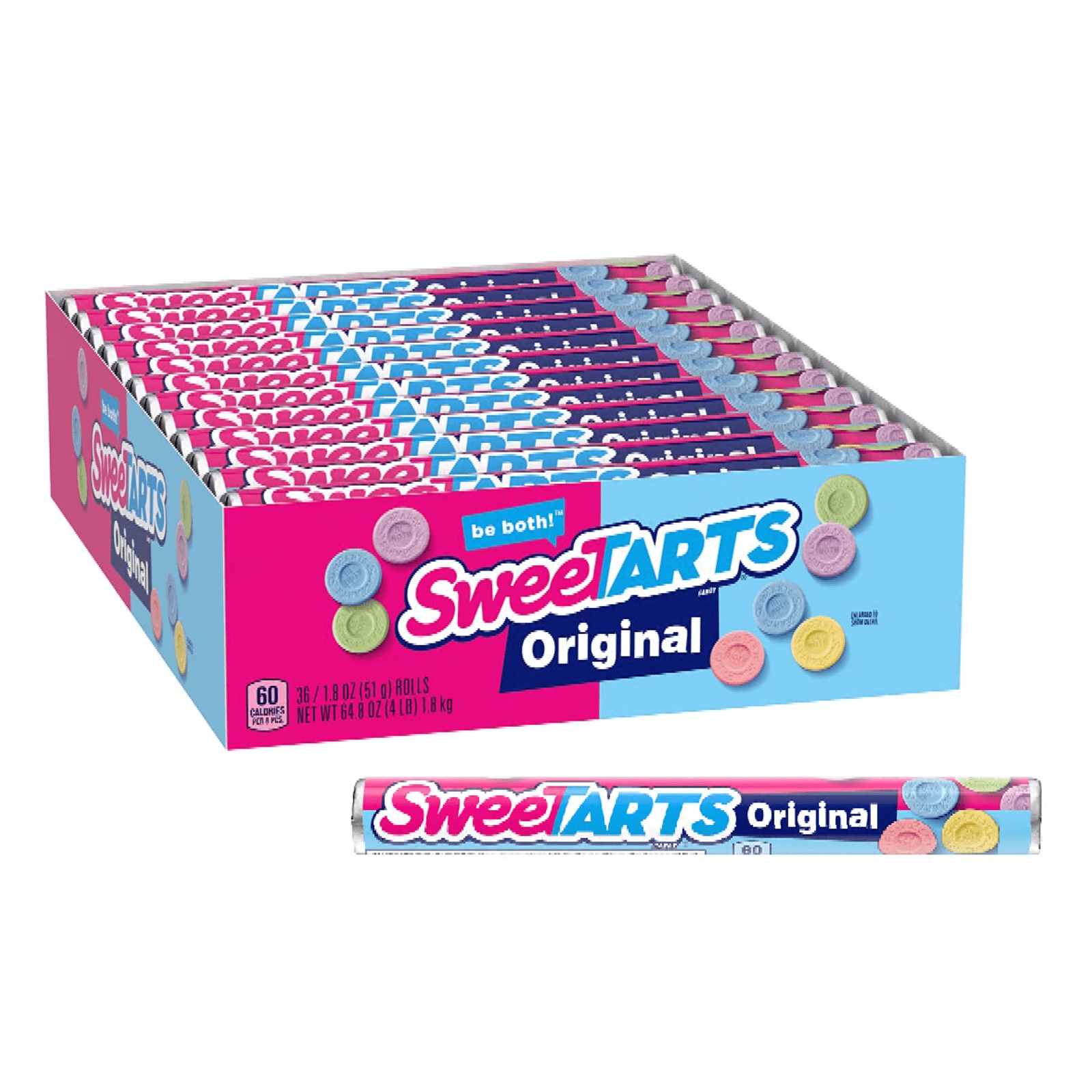 SweeTARTS Original Candy, Colorful Chewy Snacks, 1.8 Ounce Rolls (36 ...