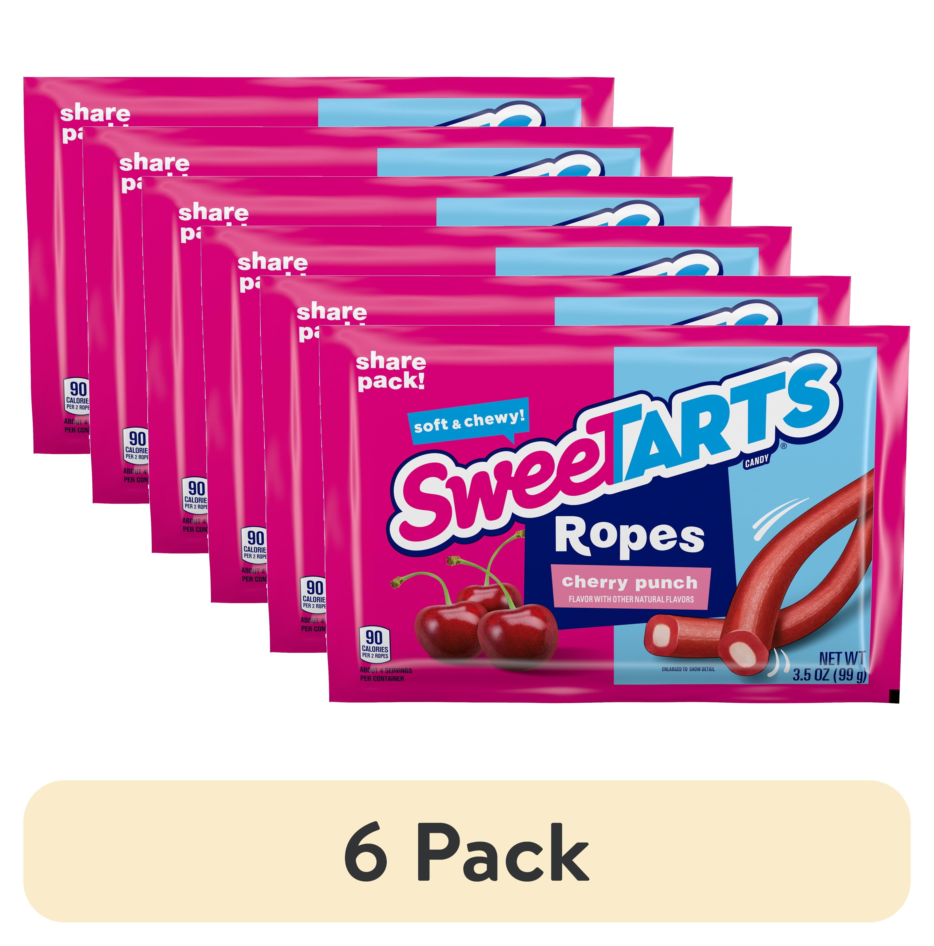 (6 pack) SweeTARTS Ropes, Candy, Cherry Punch, Soft and Chewy, 3.5 oz ...