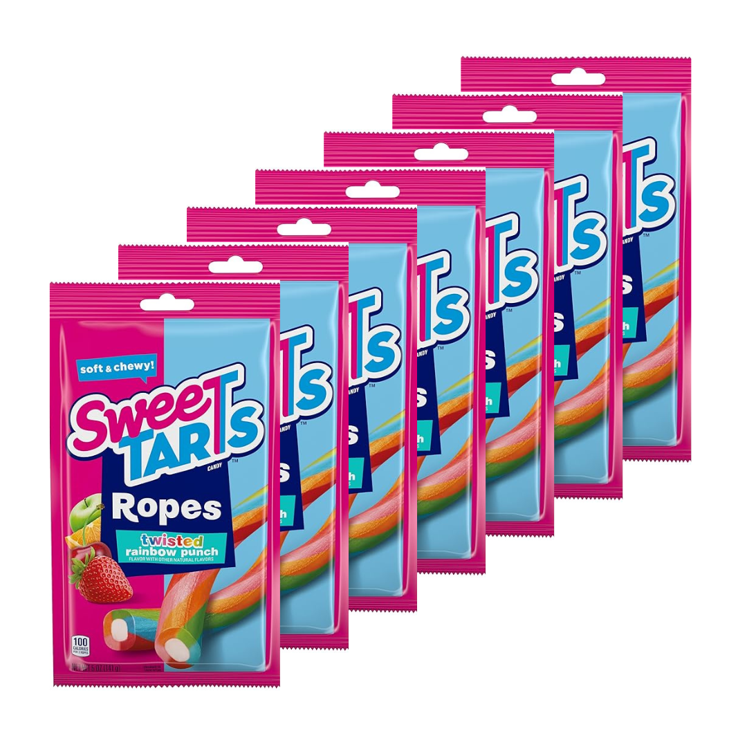 SweeTARTS Twisted Rainbow Punch Ropes Candy 5 oz Soft & Chewy Fruity ...