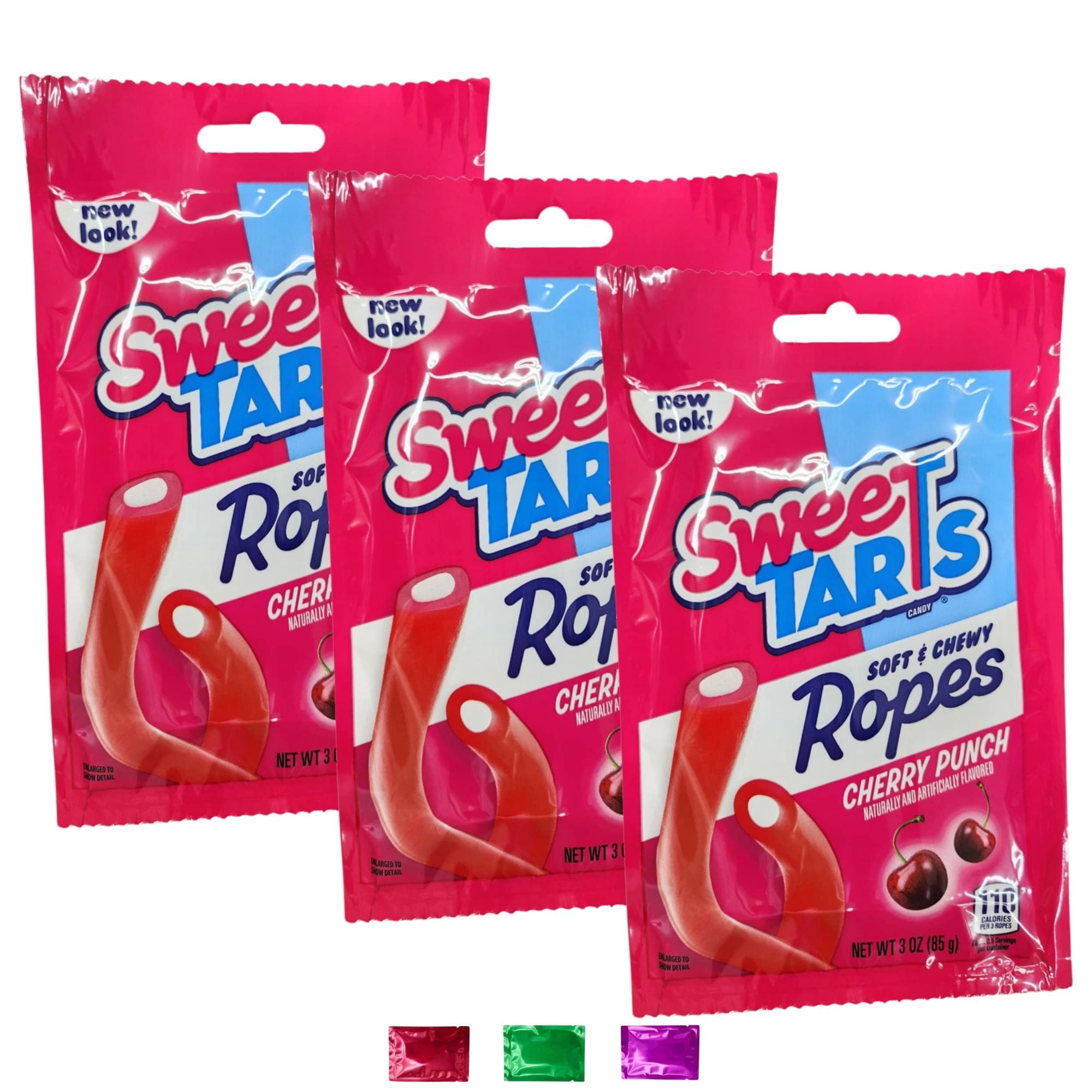 SweeTarts Soft and Chewy Ropes Cherry Punch Candy 3 Oz Pack of 3, Sweet ...
