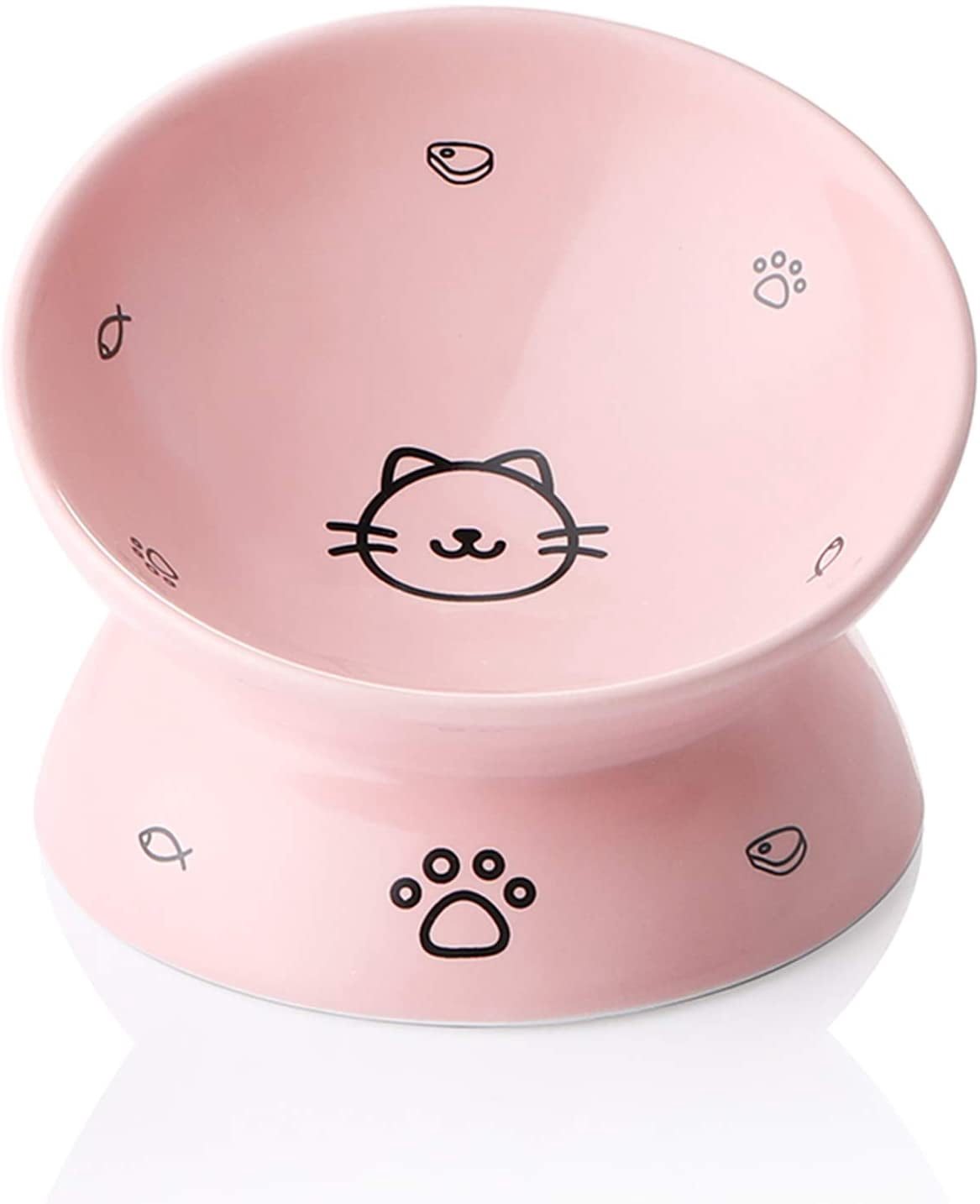 Sweejar Ceramic Raised Cat Bowls, Slanted Cat Dish Food or Water Bowls ...