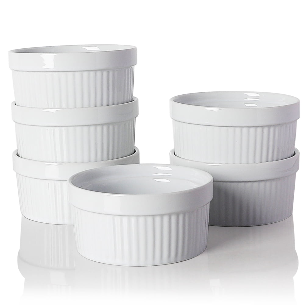 Sweejar Ceramics Souffle Dishes,Ramekins,8 oz for Baking, Pudding ...
