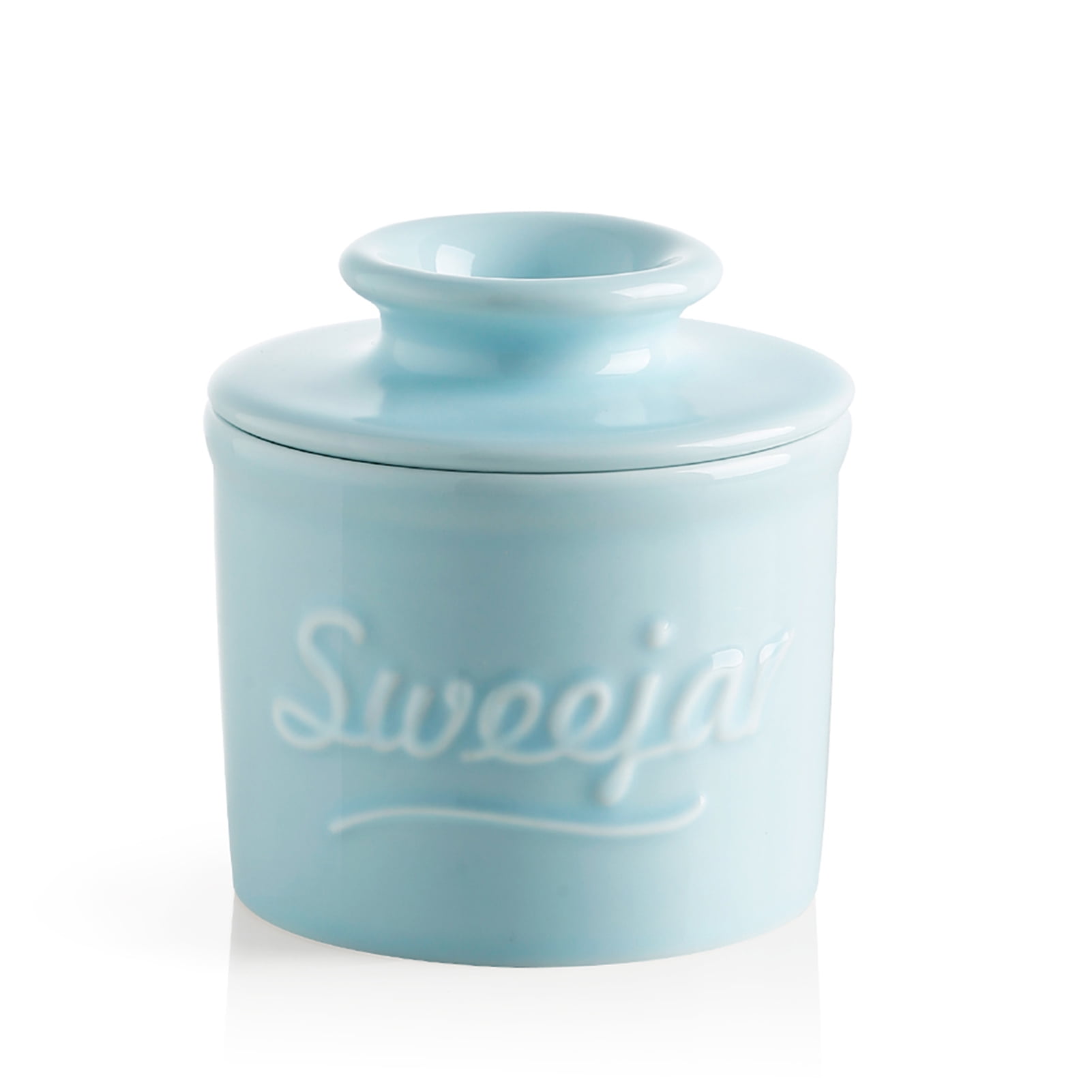 Sweejar Porcelain Butter Crock Keeper, French Butter Dish Keeps the ...