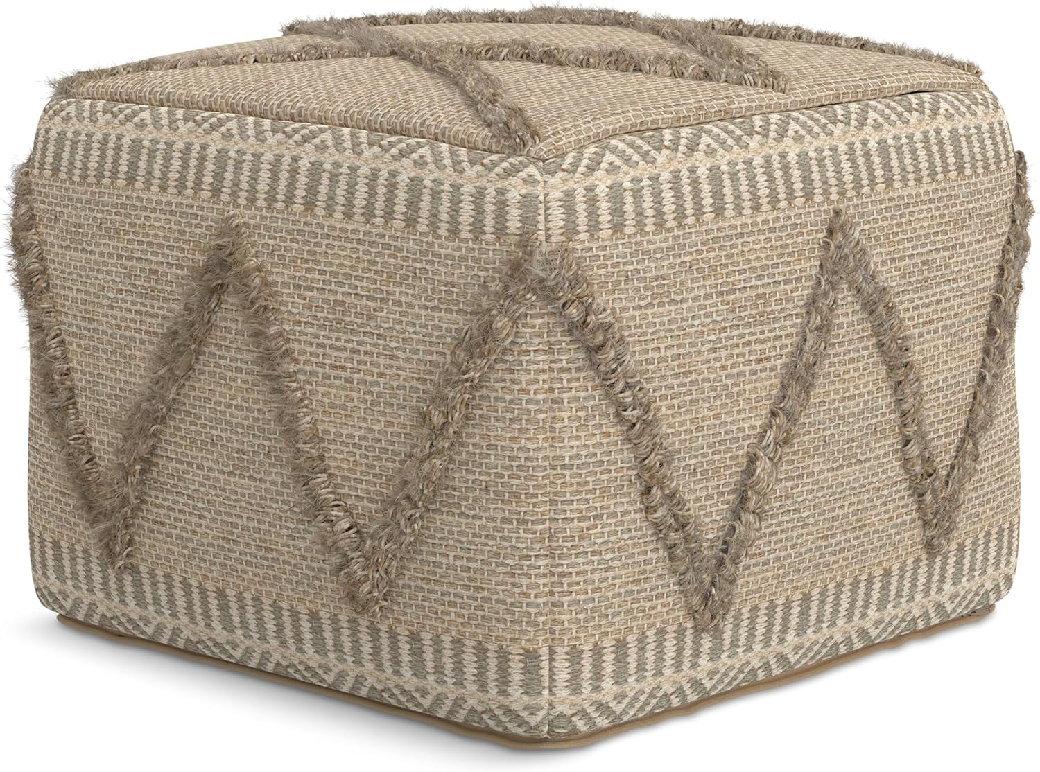 Sweeney 18 Inch Wide Boho Square Pouf in Brown Handloom Woven Pattern ...