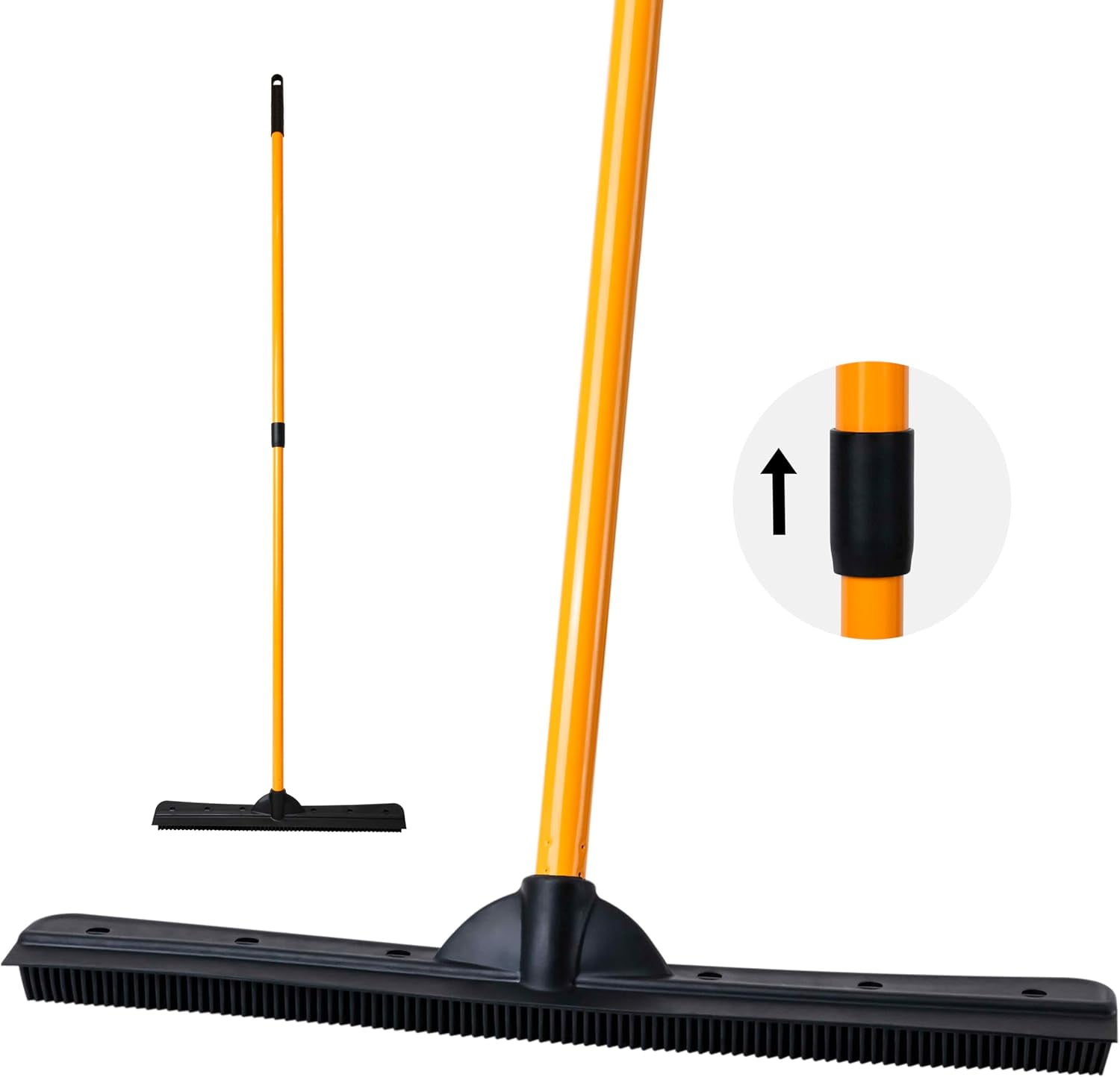 Sweep Pet Hair Rubber Broom with Carpet Rake and Squeegee, Ideal for ...