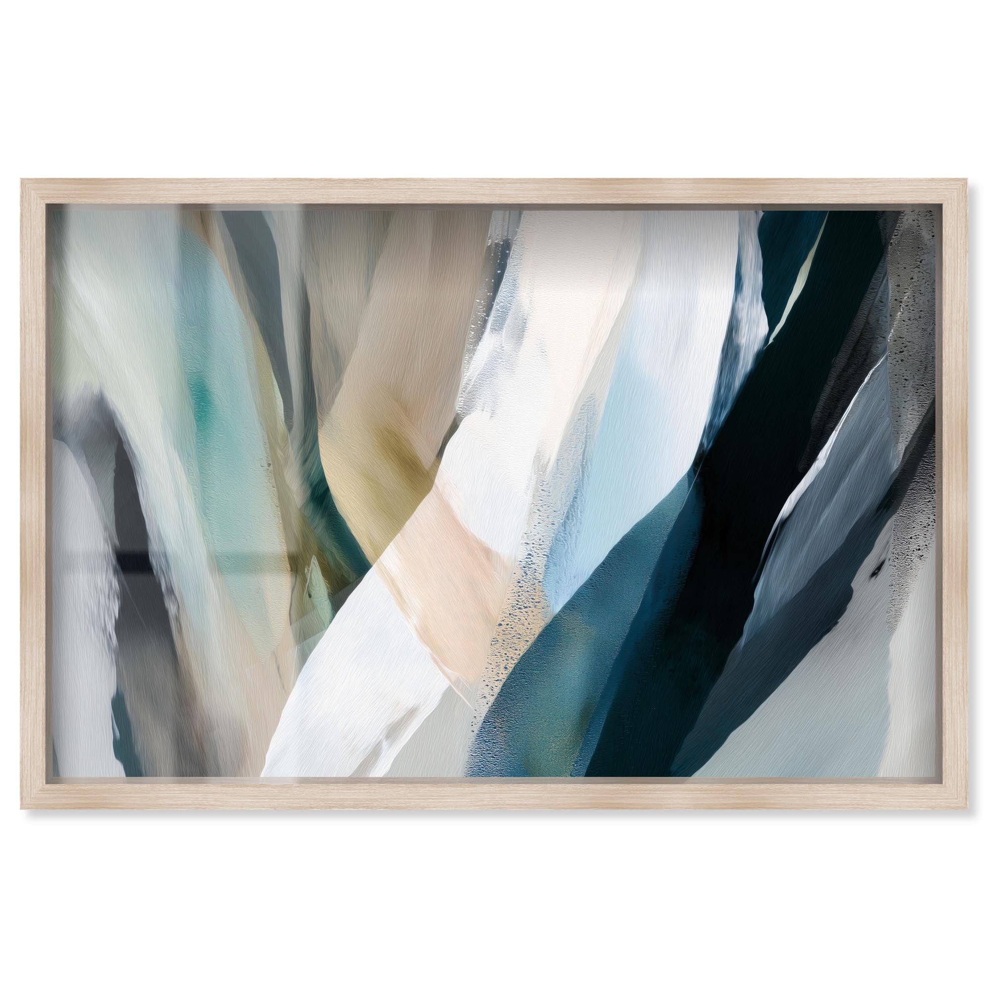 Sweeping Forms II Shadowbox Print Abstract Wall Art by Art Remedy, Blonde Frame, 24 x 16 ...