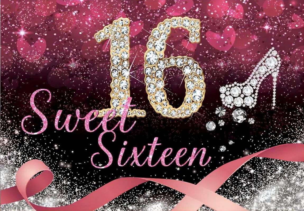 Sweet 16 Backdrop Neon Graffti s Crown Hot Pink Girl 16th Birthday ...