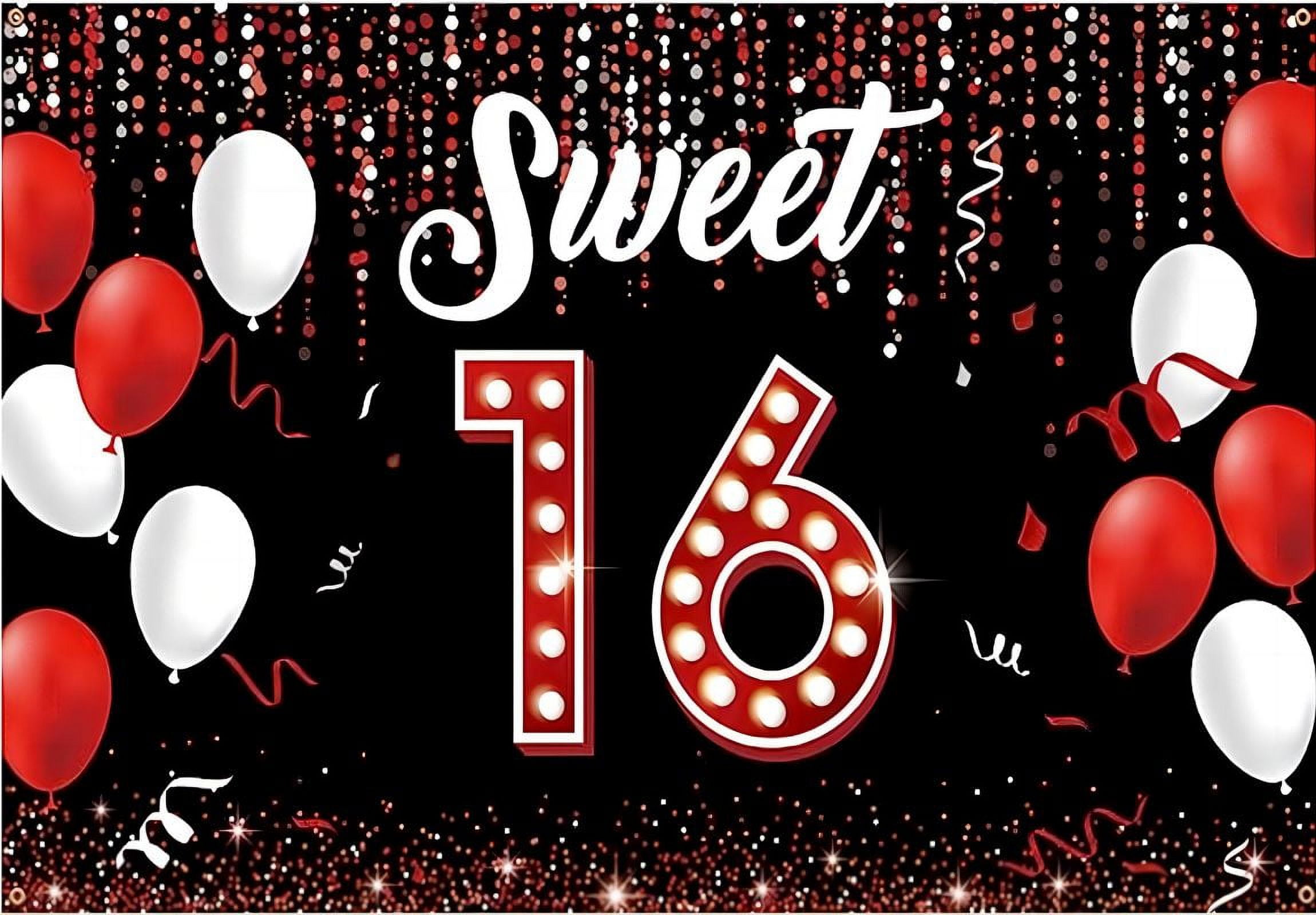 Sweet 16 Backdrop Neon Graffti s Crown Hot Pink Girl 16th Birthday ...