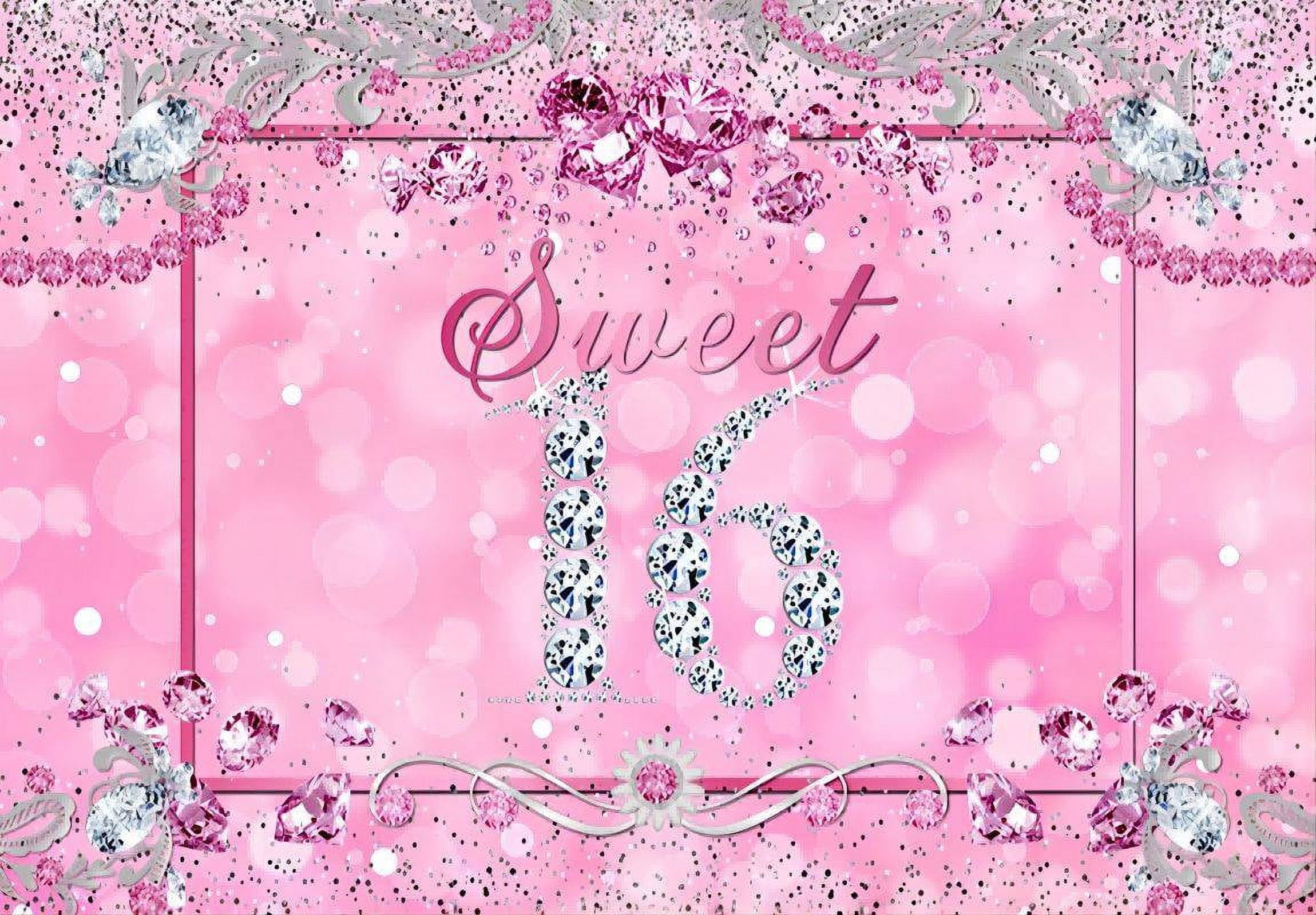 Sweet 16 Backdrop Neon Graffti s Crown Hot Pink Girl 16th Birthday ...