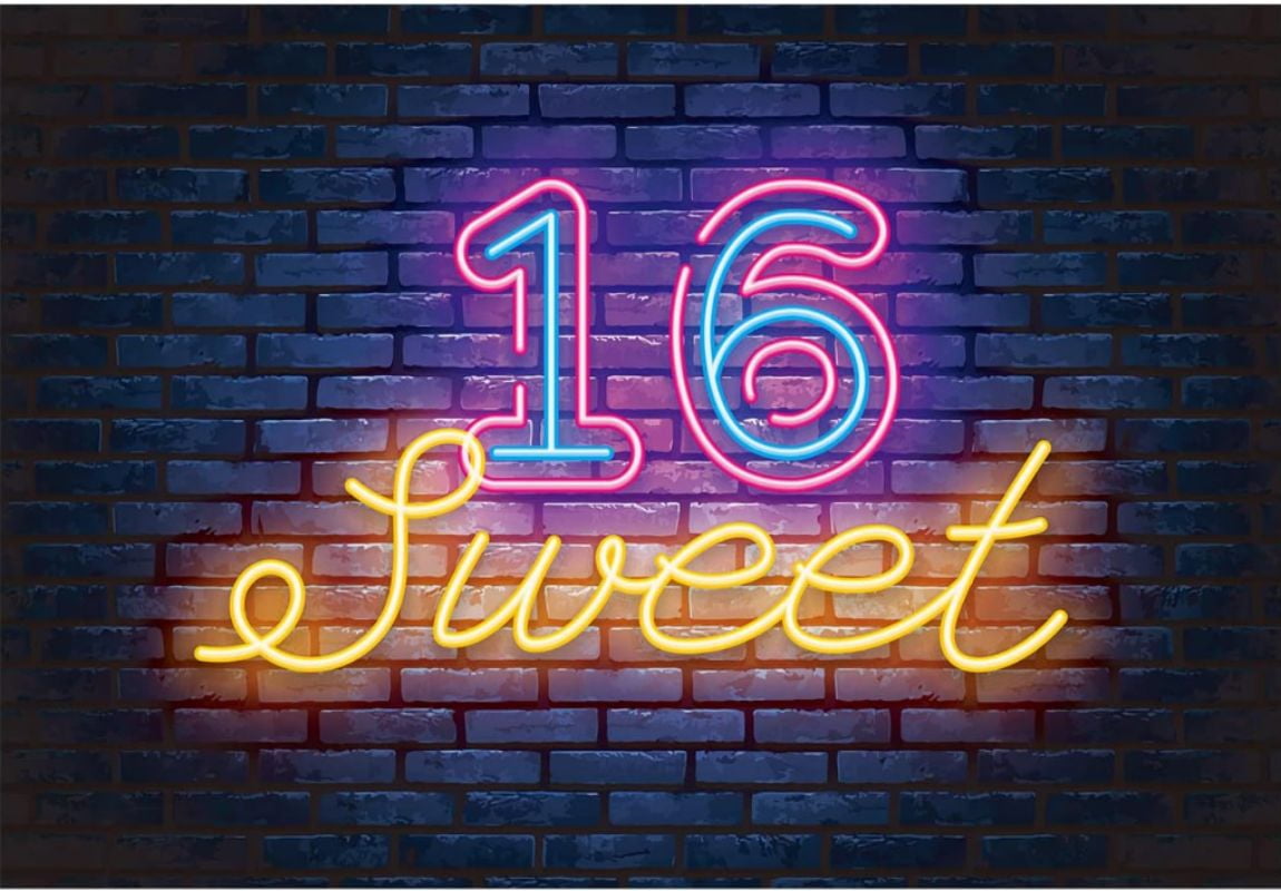 Sweet 16 Backdrop Neon Graffti s Crown Hot Pink Girl 16th Birthday ...