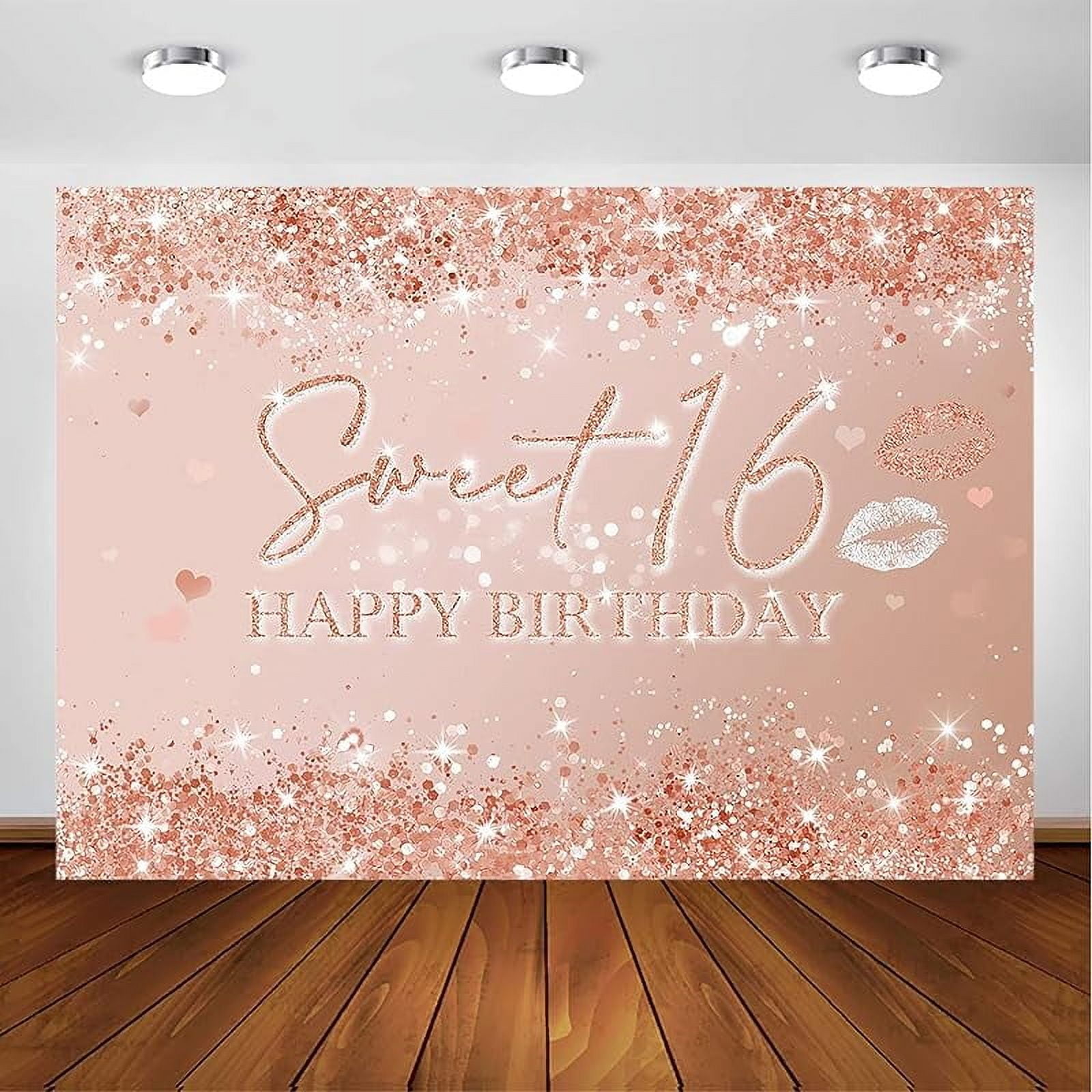 Sweet 16 Birthday Backdrop Glitter Sprinkle Dots Birthday Party ...