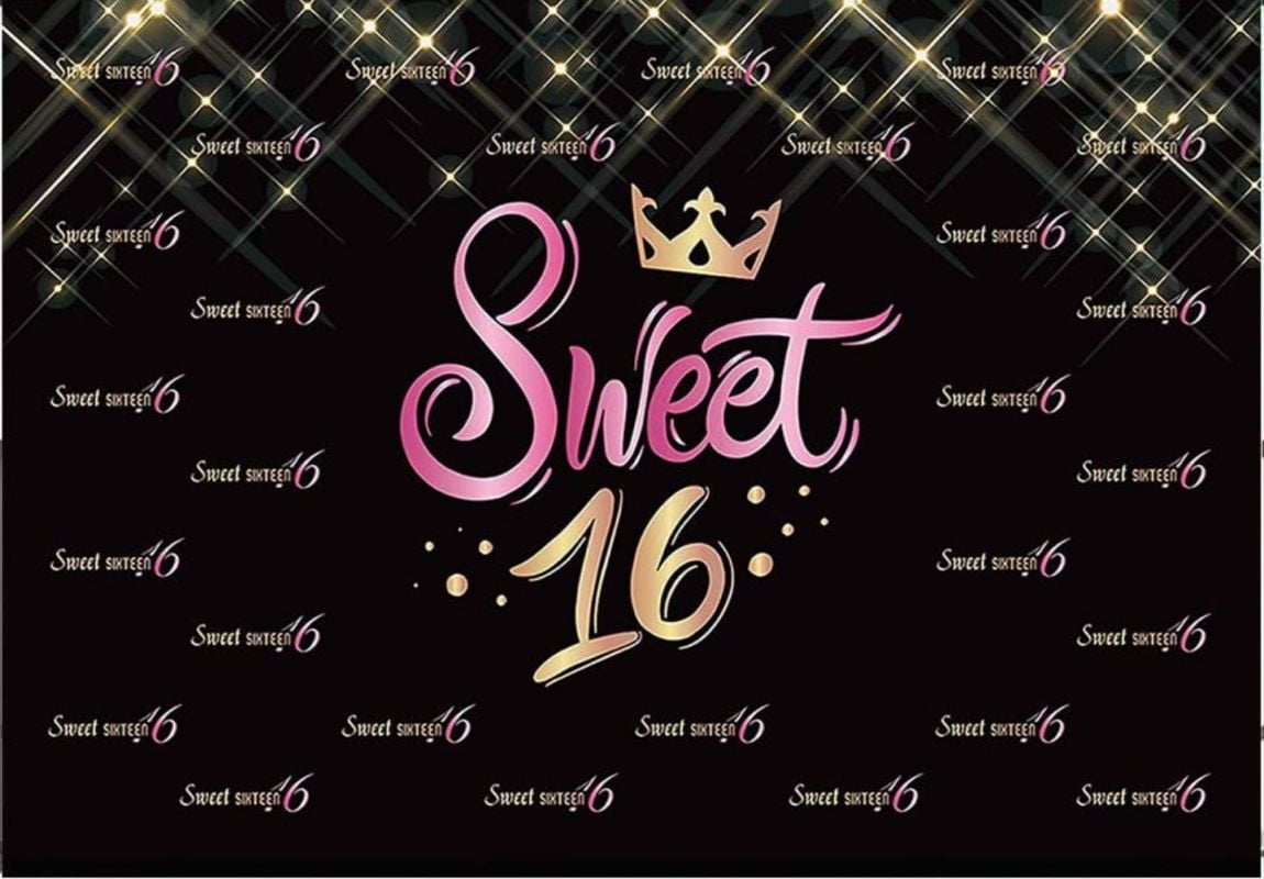Sweet 16 Birthday Backdrop Pink Dress Floral Photography Background ...