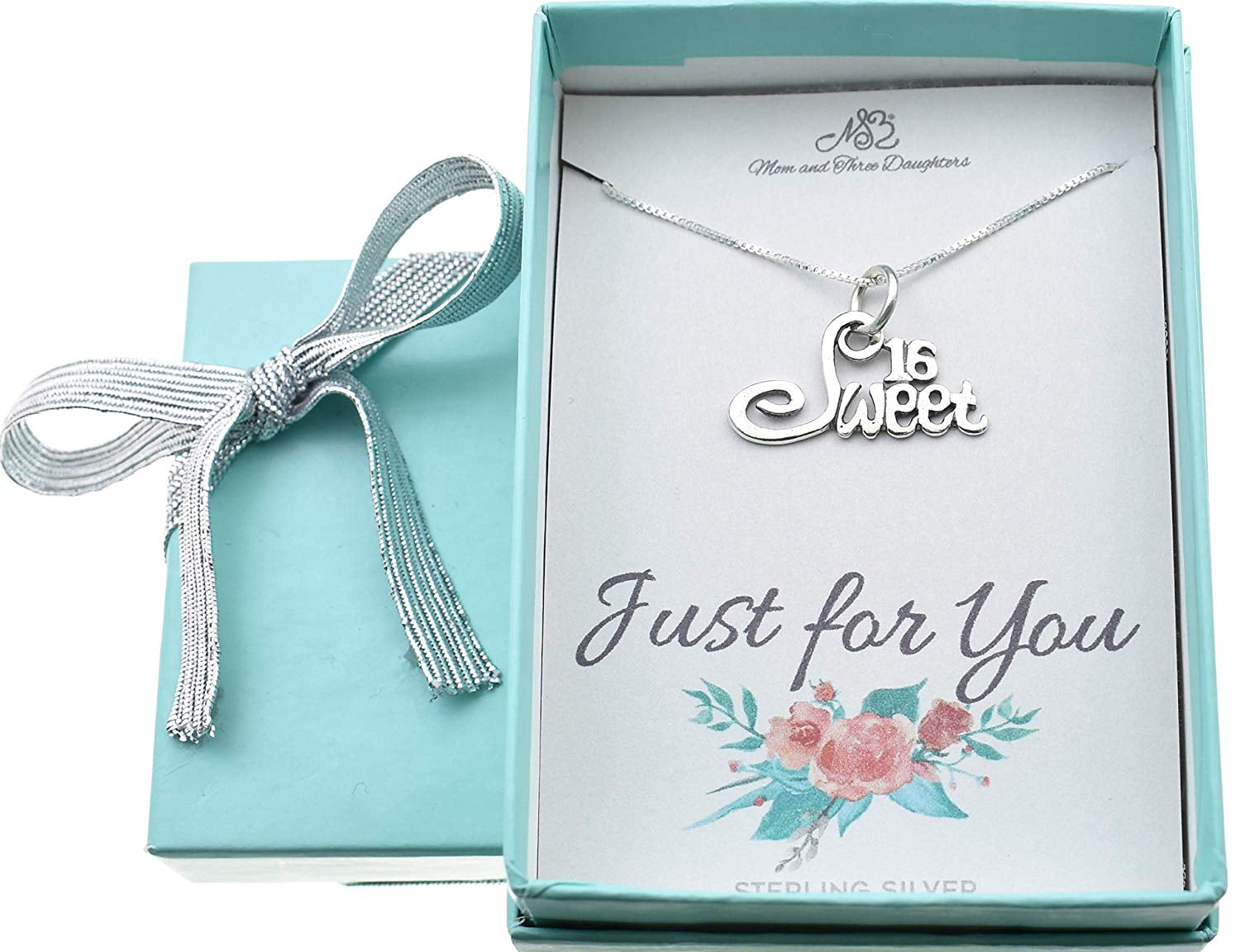 Sweet 16 Charm pendant in sterling silver on a 16 inch sterling silver ...