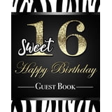 Sweet 16 Happy Birthday Guest Book : Cute Zebra Print Black and Sparkly ...