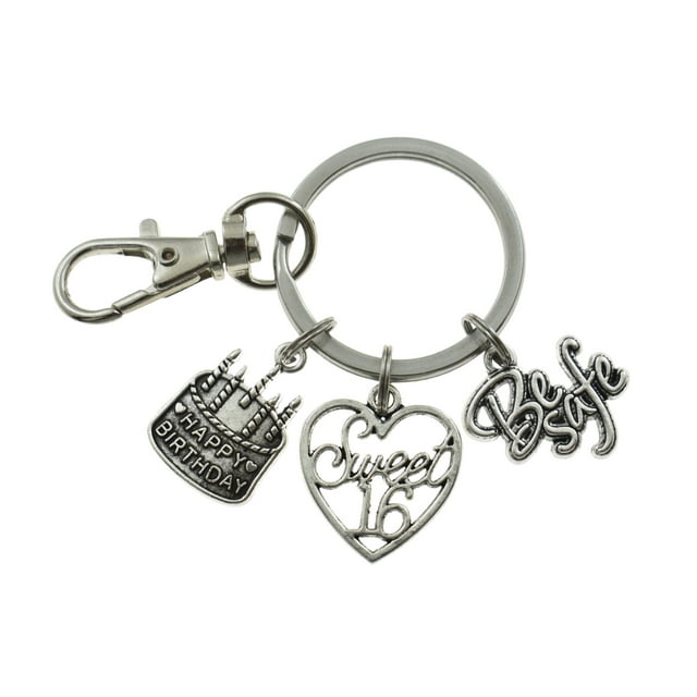 Sweet 16 Keychain Birthday Keychain in Stainless Steel - Walmart.com