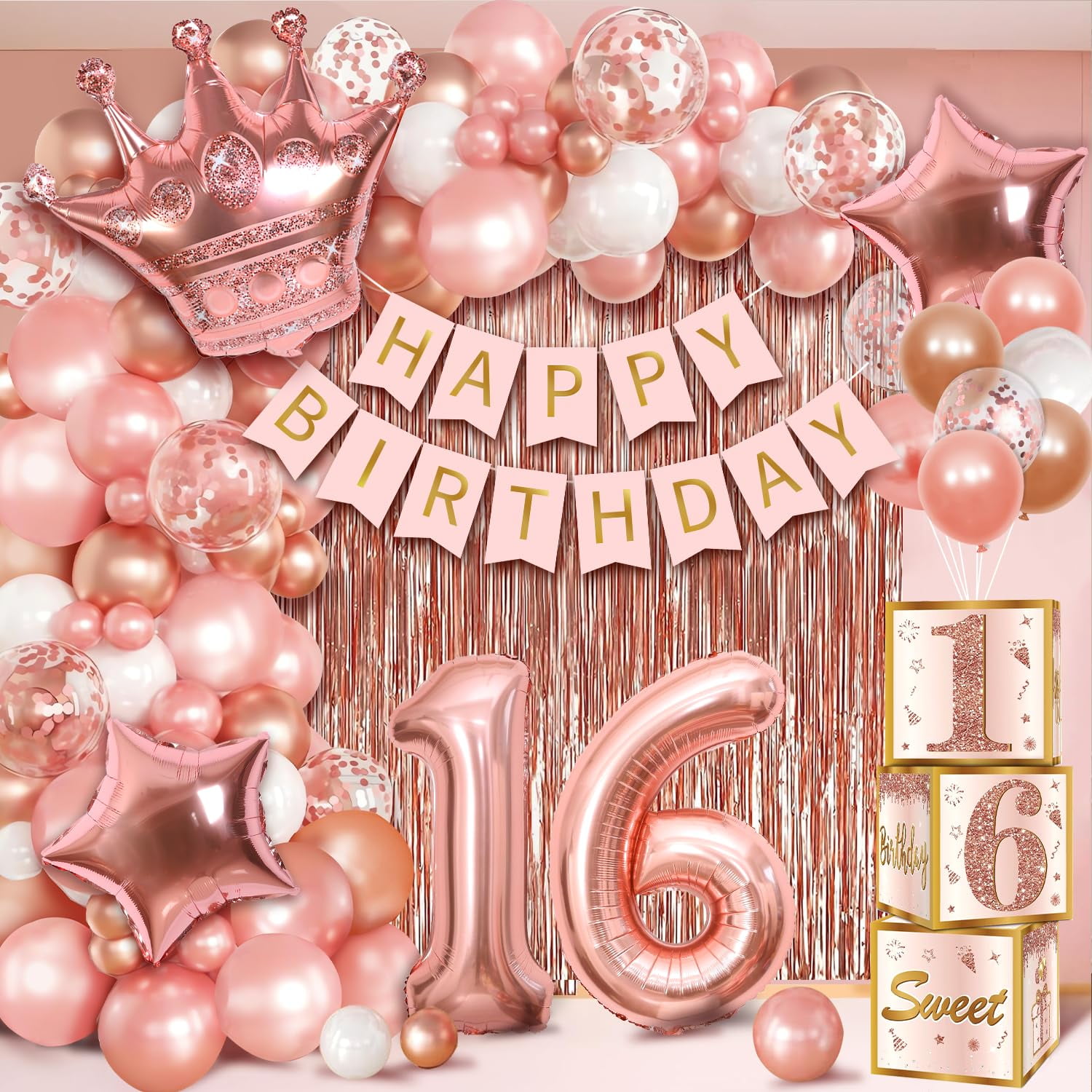 Sweet 16 Party Decorations, 114Pcs 16th AFN1Birthday Decorations for ...