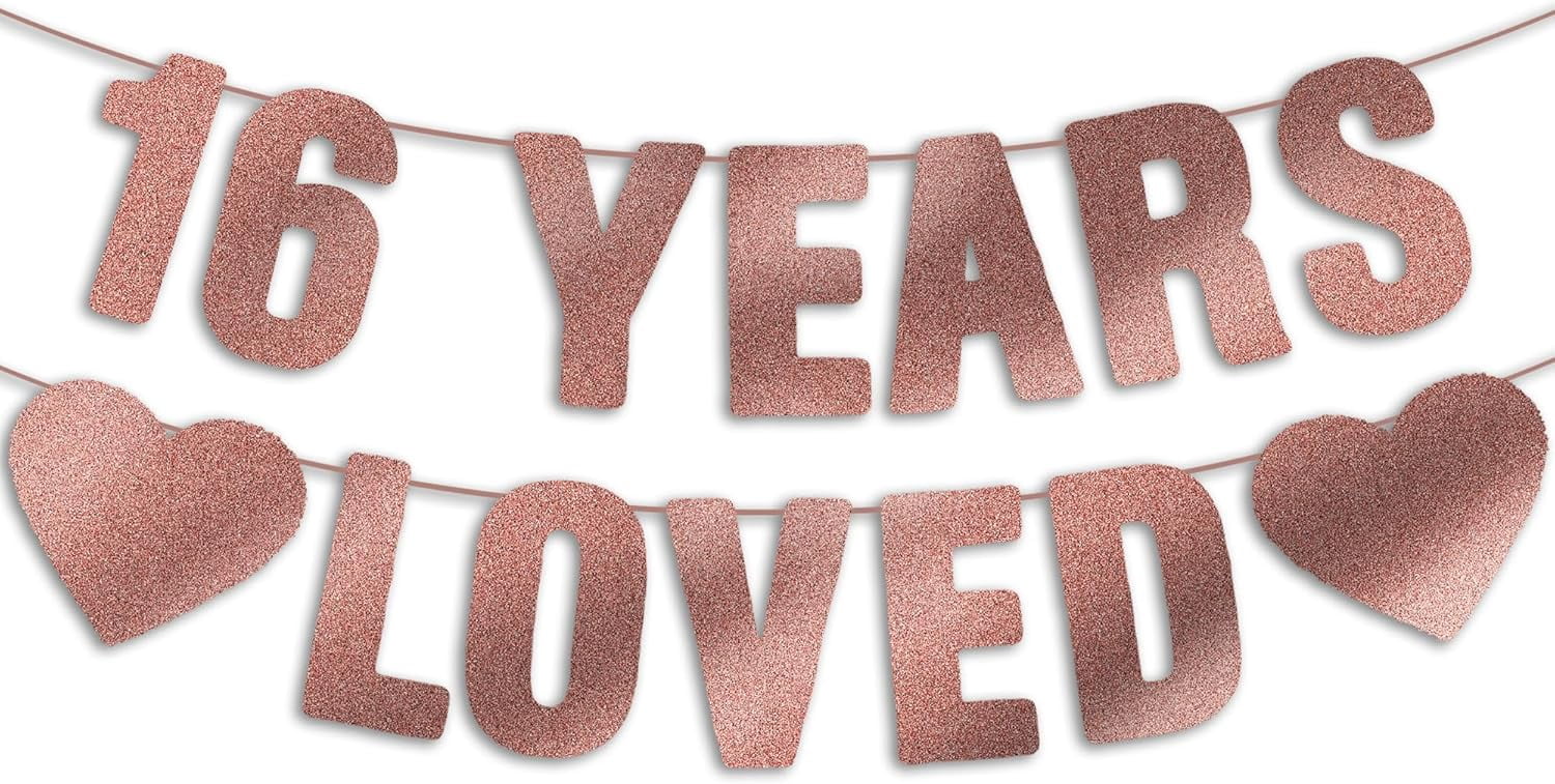 Sweet 16 Party Decorations for Girls, Pre-Strung 16 YEARS LOVED Banner ...