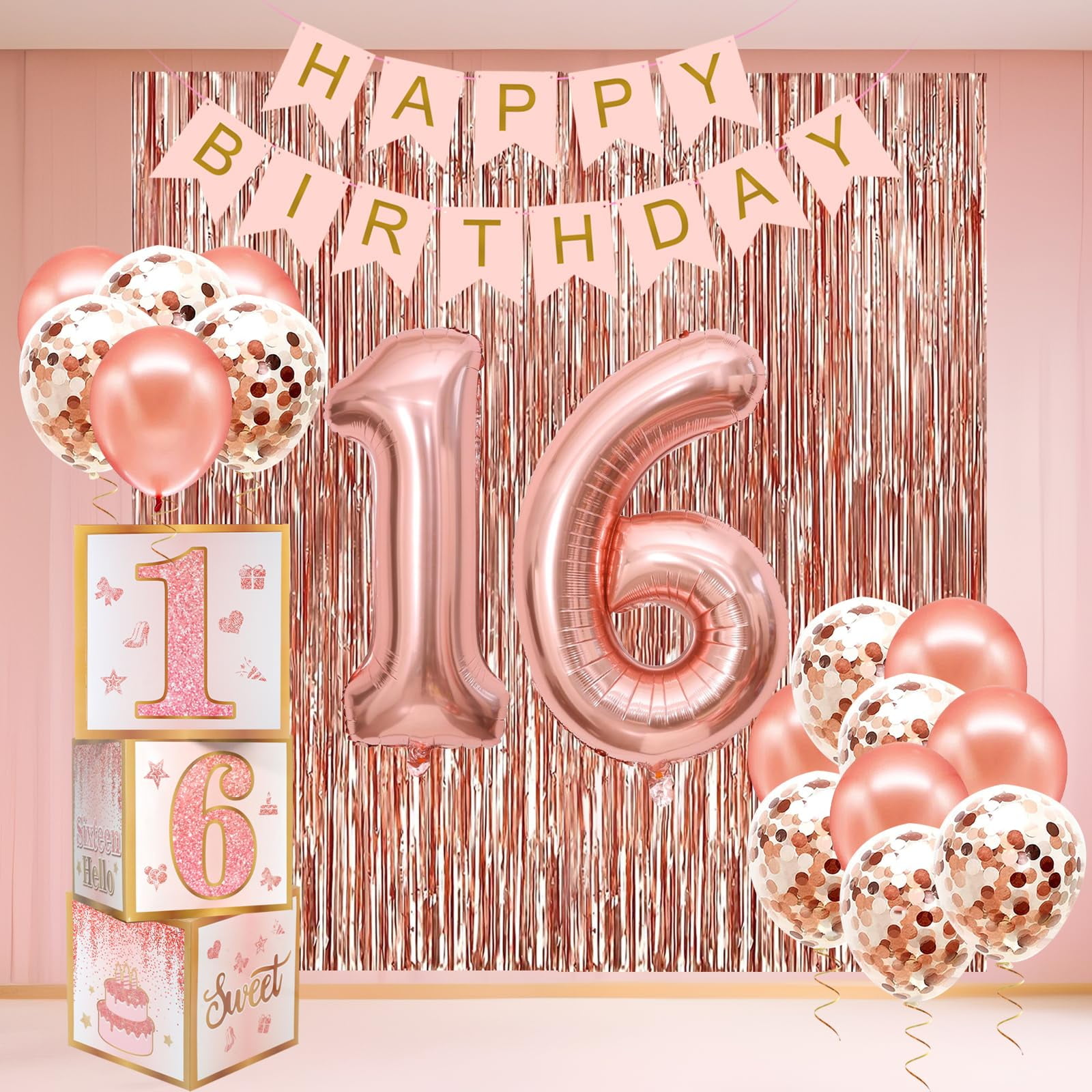 Sweet 16 PartyTRDN Decorations,16th Birthday Boxes Decor for Girls ...