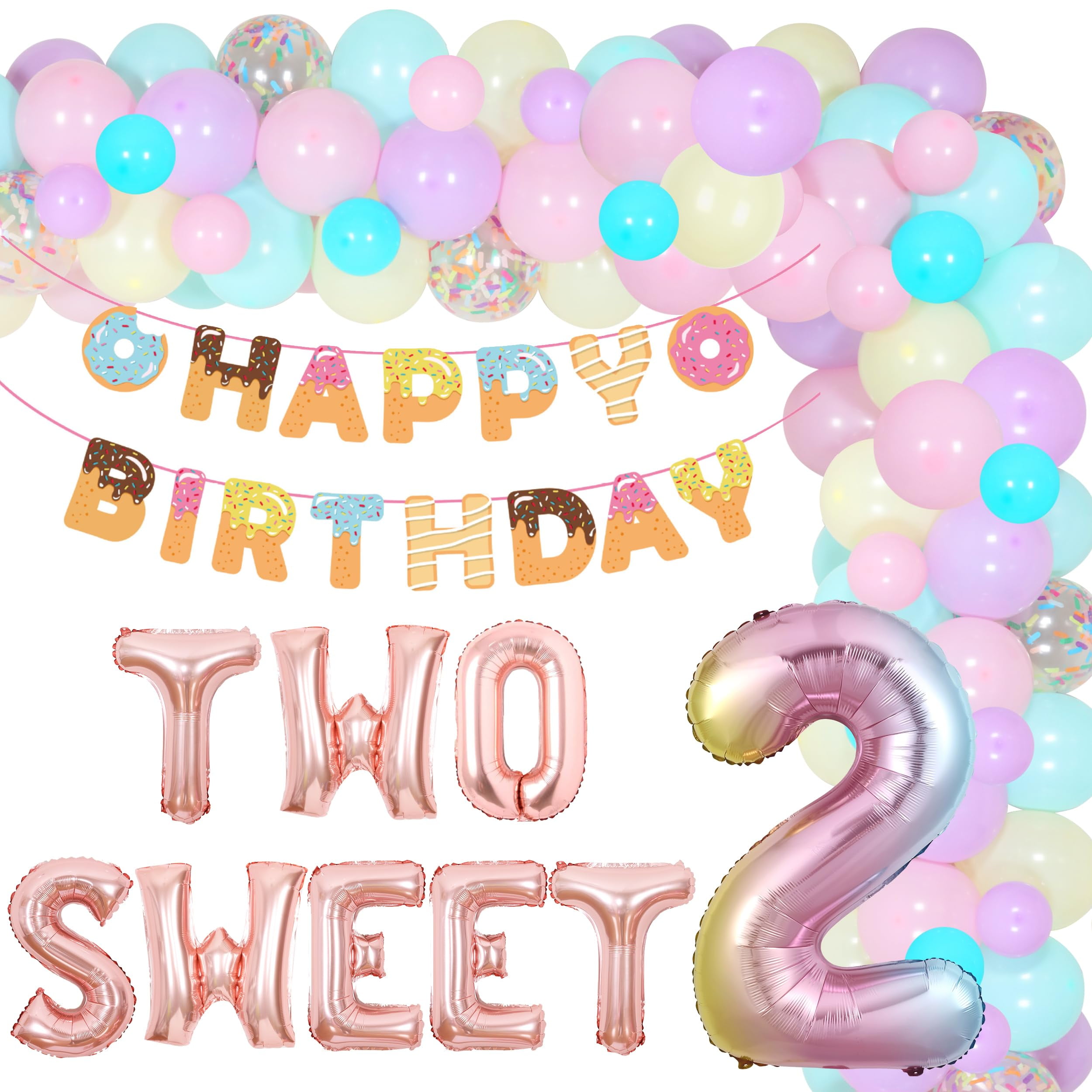 Sweet 2nd Birthday Party Decorations for ZLK1 Girls - Pastel Macaron ...