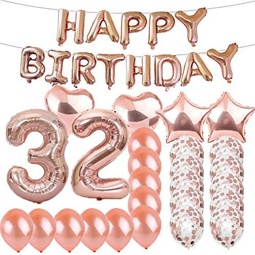 Sweet 32th Birthday Decorations Party Supplies,Rose Gold Number 32 ...