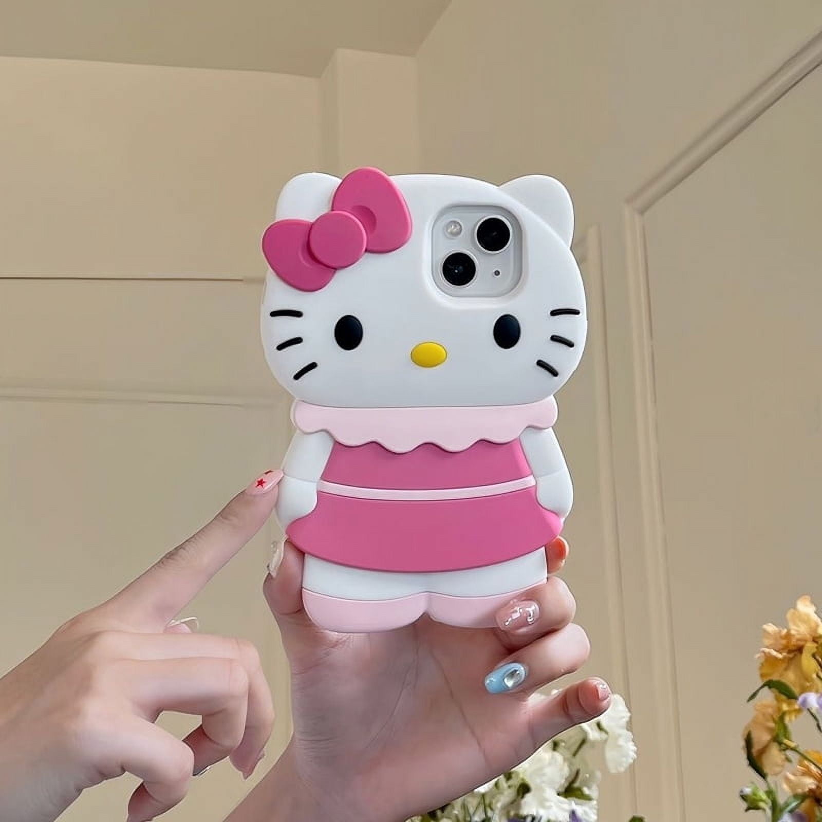 Sweet 3D Pink Lace Hello Kitty Silicon Back Phone Case for iPhone 14 ...