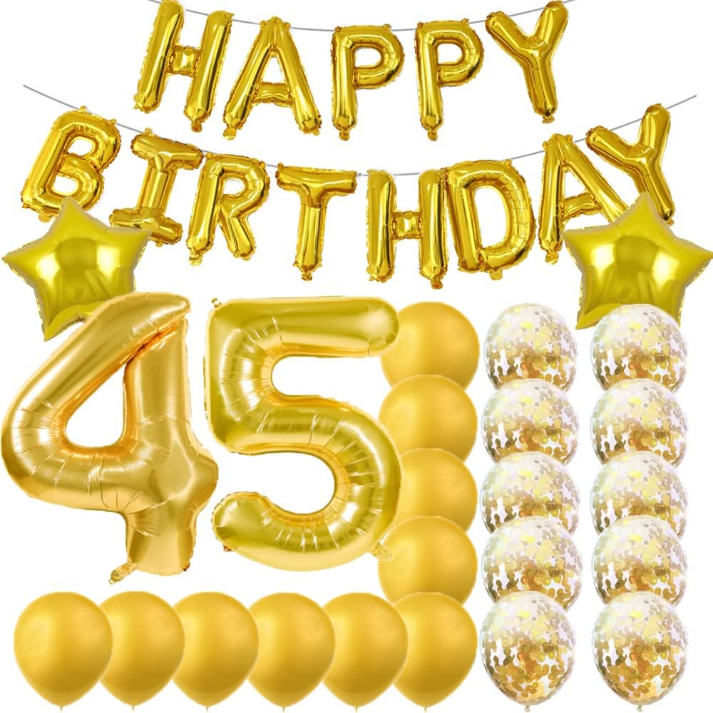 Sweet 45th Birthday Decorations Party Supplies - Gold Number 45 ...
