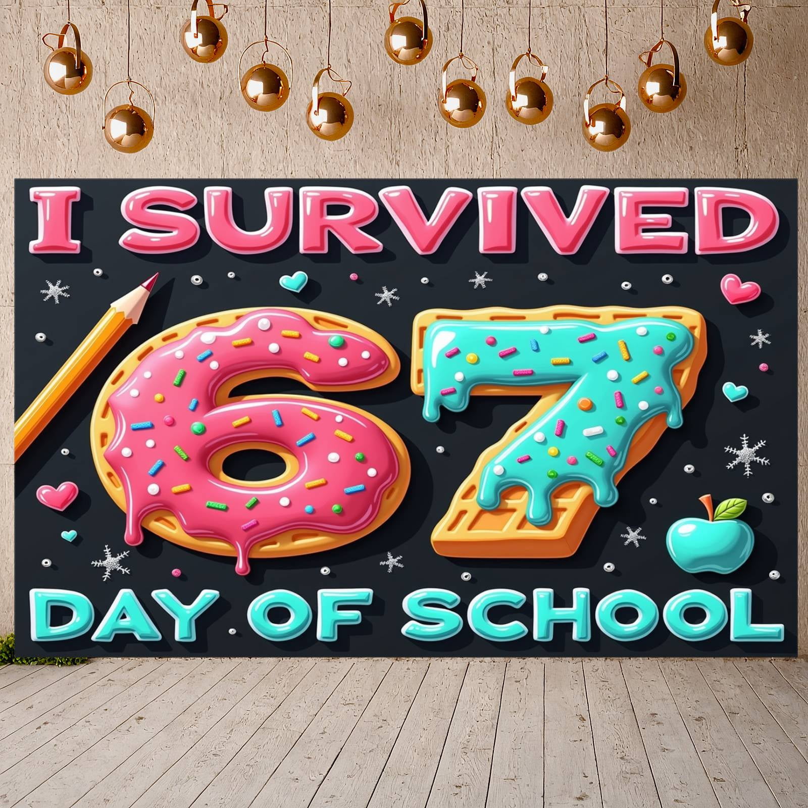 Sweet 67 Day of School Banner Colorful Sprinkles School Milestone ...
