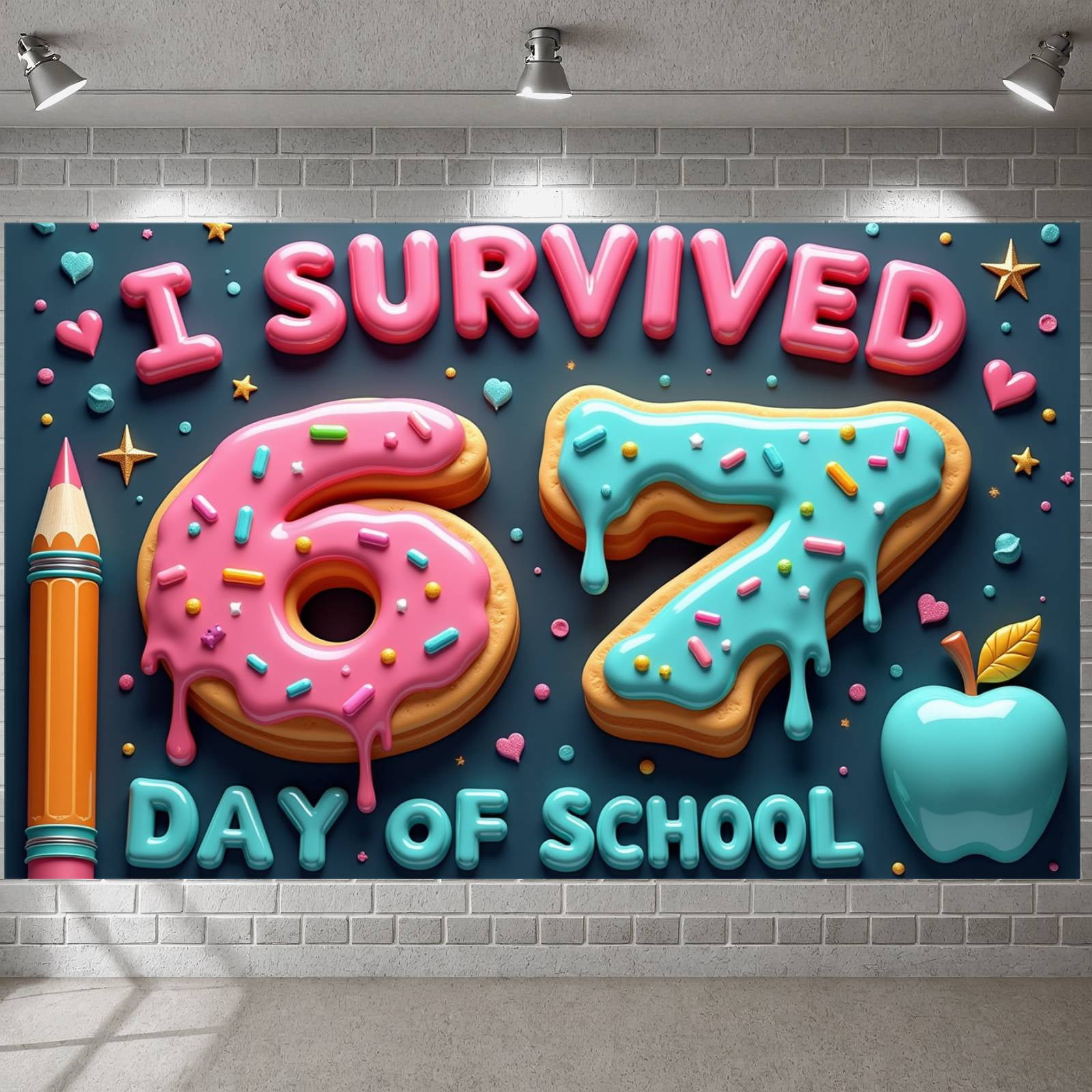 Sweet 67 Day of School Banner Colorful Sprinkles School Milestone ...