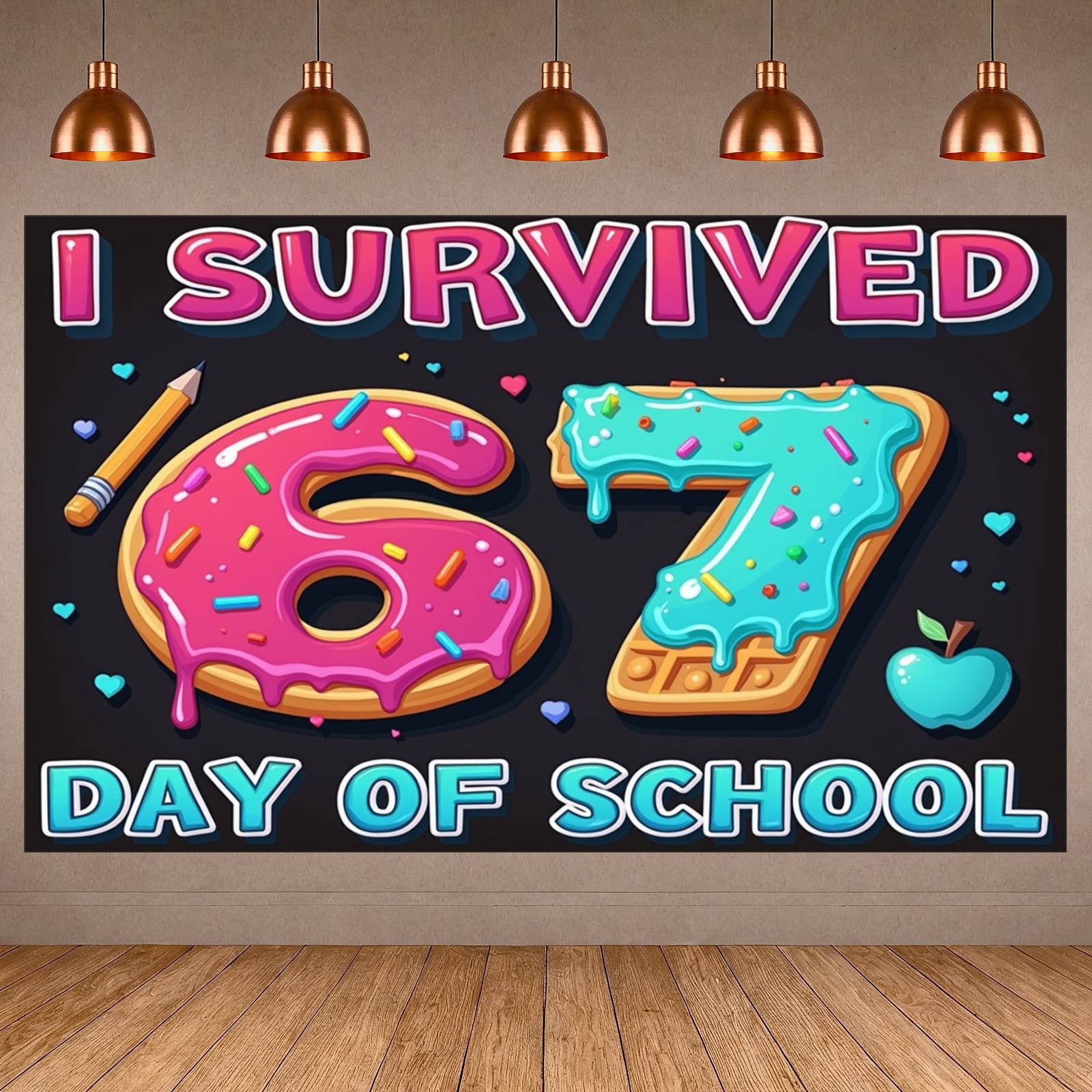 Sweet 67 Day of School Banner Colorful Sprinkles School Milestone ...