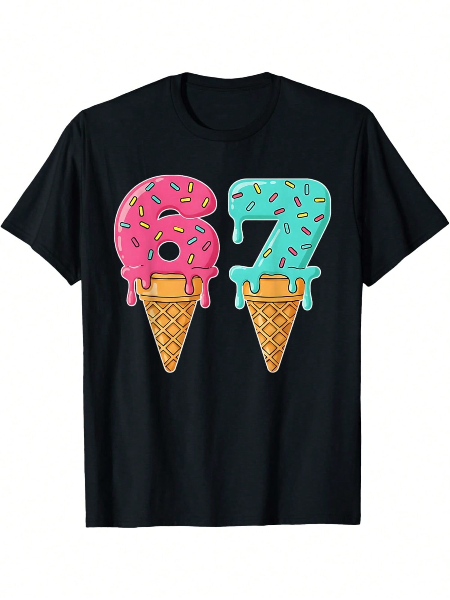 Sweet 67 Ice Cream Cone Men Women Short Sleeve Graphic Tee - Walmart.com