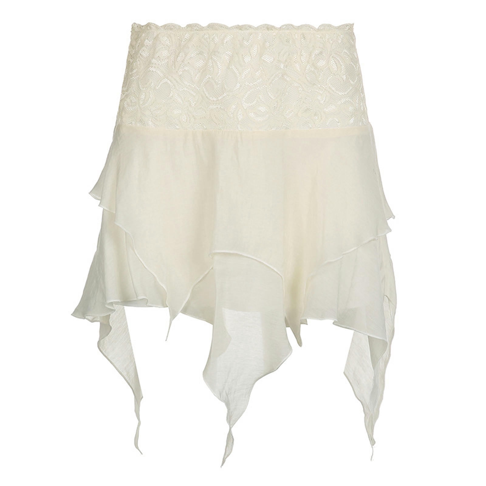 Sweet A-Line Skirt Irregular Mesh Lightweight Skirt-Skin Color-L ...