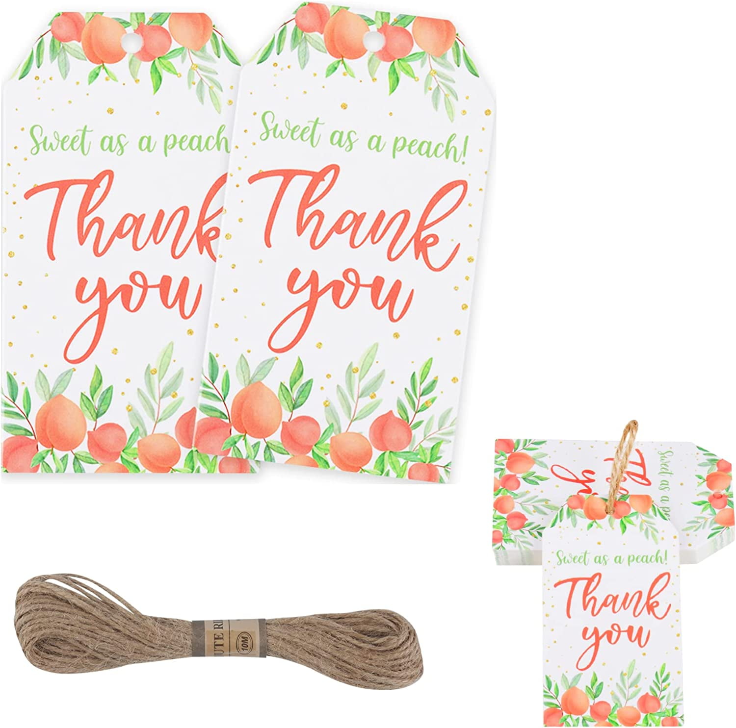 Sweet as A Peach Tags, 50pcs Gift Tags with String for Bridal Shower ...